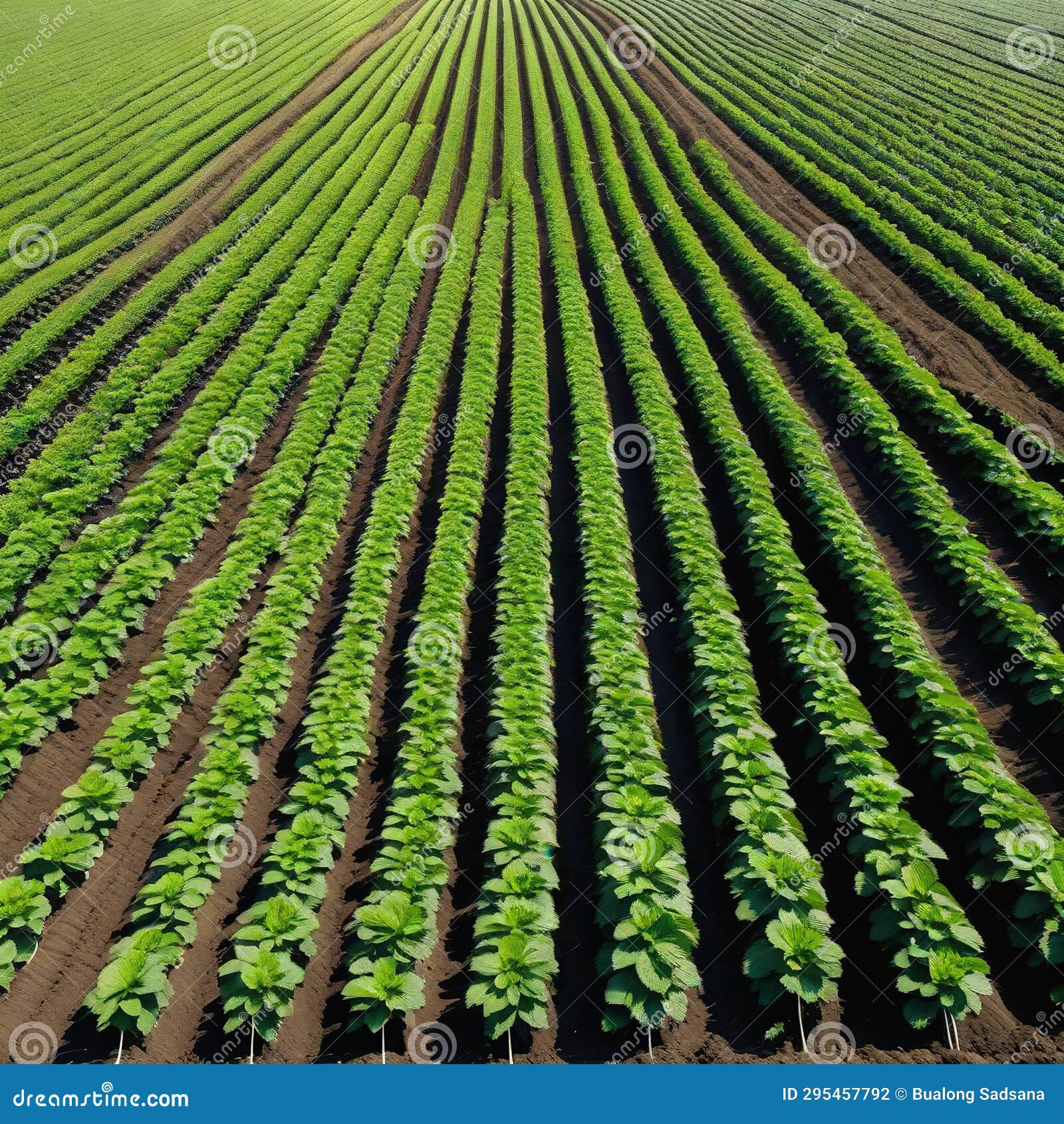 Rows Of Strawberry On Ground Covered By Plastic Mulch Film Cultivation ...