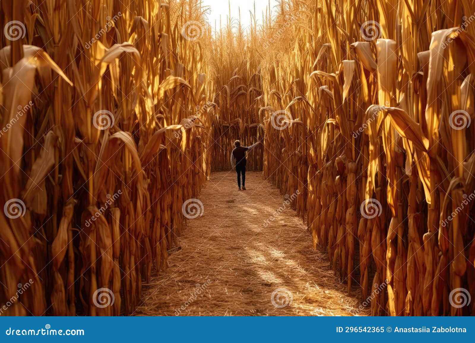 Rows of Tall Cornstalks Forming Natural Maze for Adventure. Generative ...