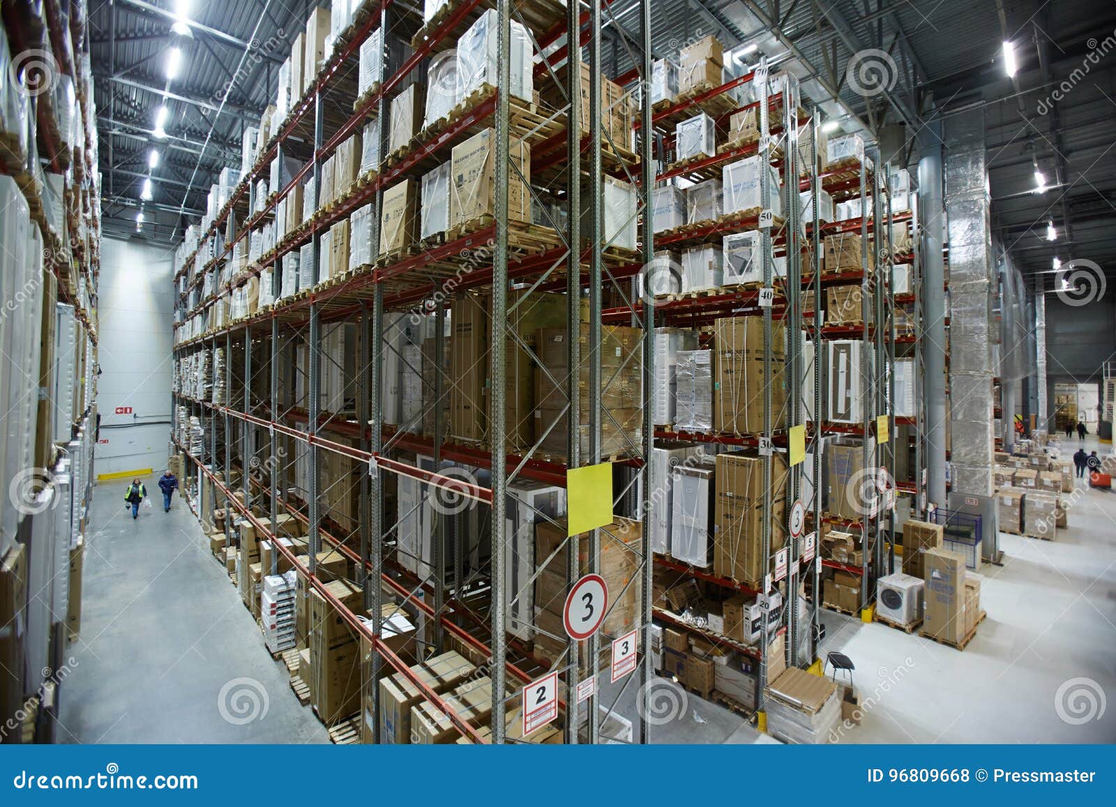 Rows of Tall Shelves in Warehouse Stock Photo - Image of factory ...