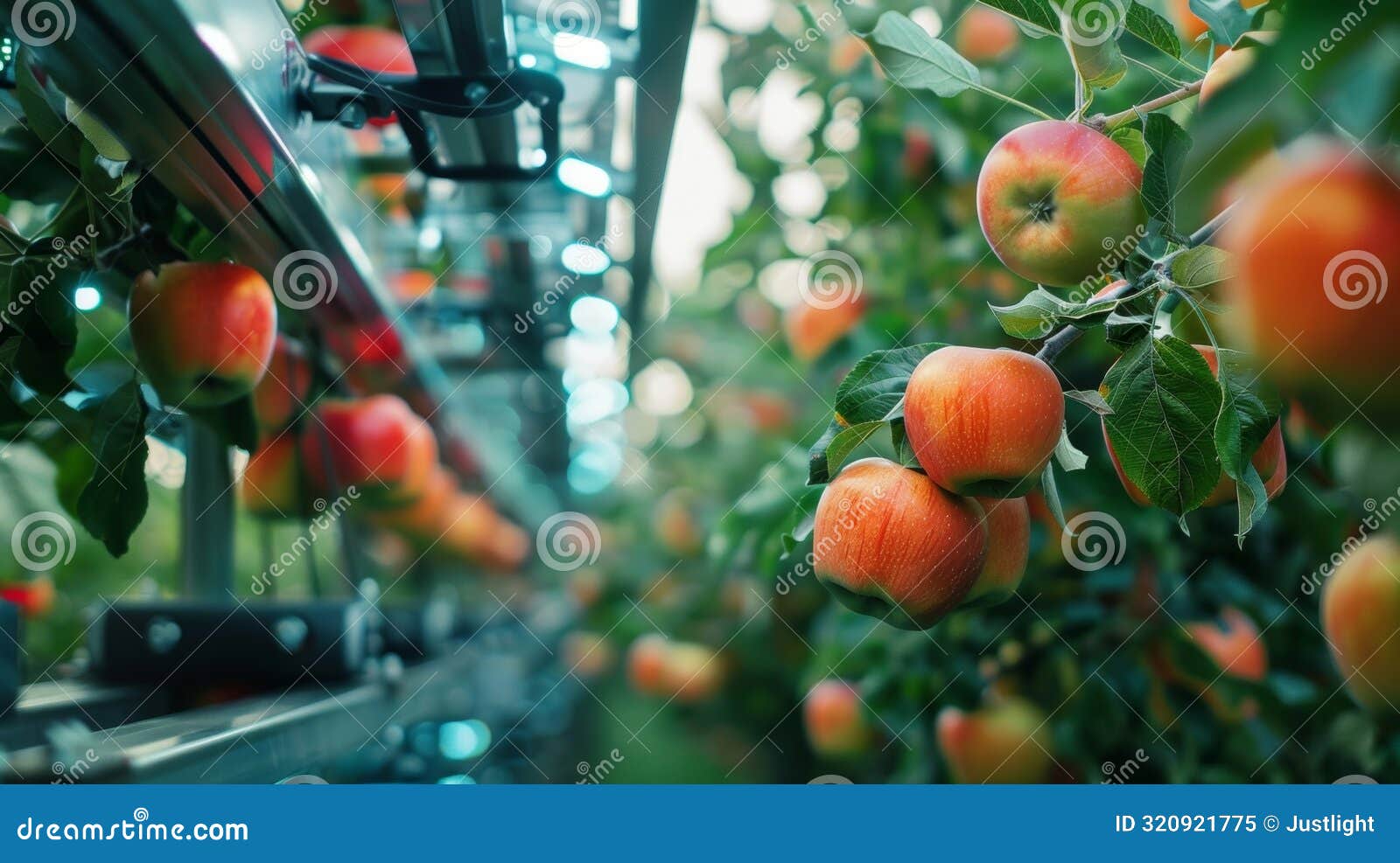 Rows of Technologydriven Tree Fruit Harvesters Stand Ready To Pluck the ...