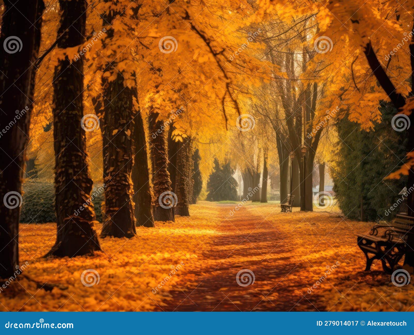 Rows of Trees Lining Long Empty Park Path or Footpath in the Autumn ... Rows of Trees Lining Long Empty Park Path or Footpath in the Autumn ...