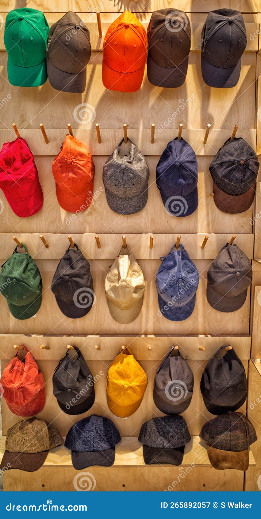 Rows of Various Coloured Baseball Caps on Display.. Stock Image - Image ...