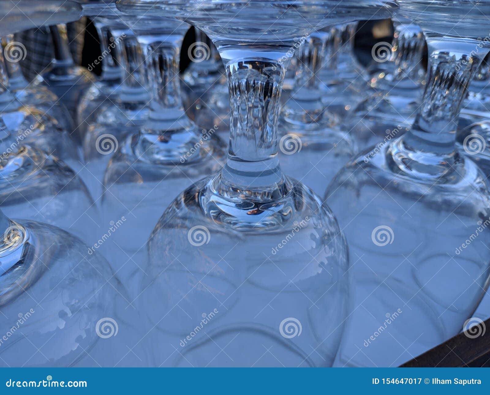 Rows of Water Glasses Pattern on the Table Stock Image - Image of party ...