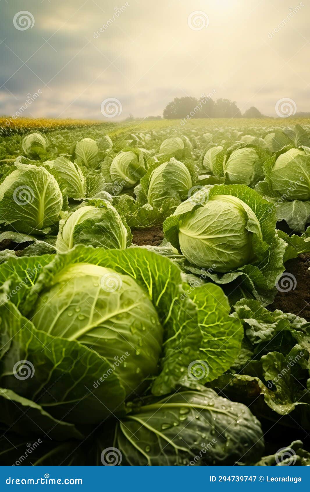 Rows of White Cabbage on the Field Stock Illustration - Illustration of ...