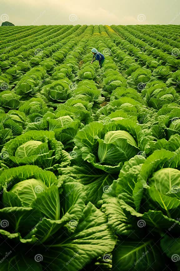 Rows of White Cabbage on the Field Stock Image - Image of growth, land ...