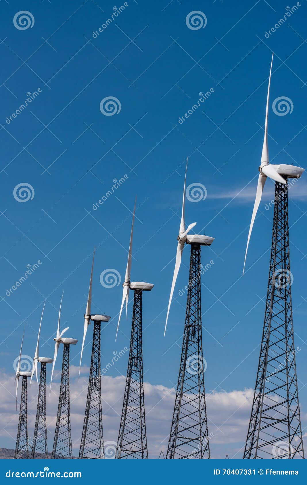 Rows of Wind Turbines Capture Wind for Energy Stock Image - Image of ...