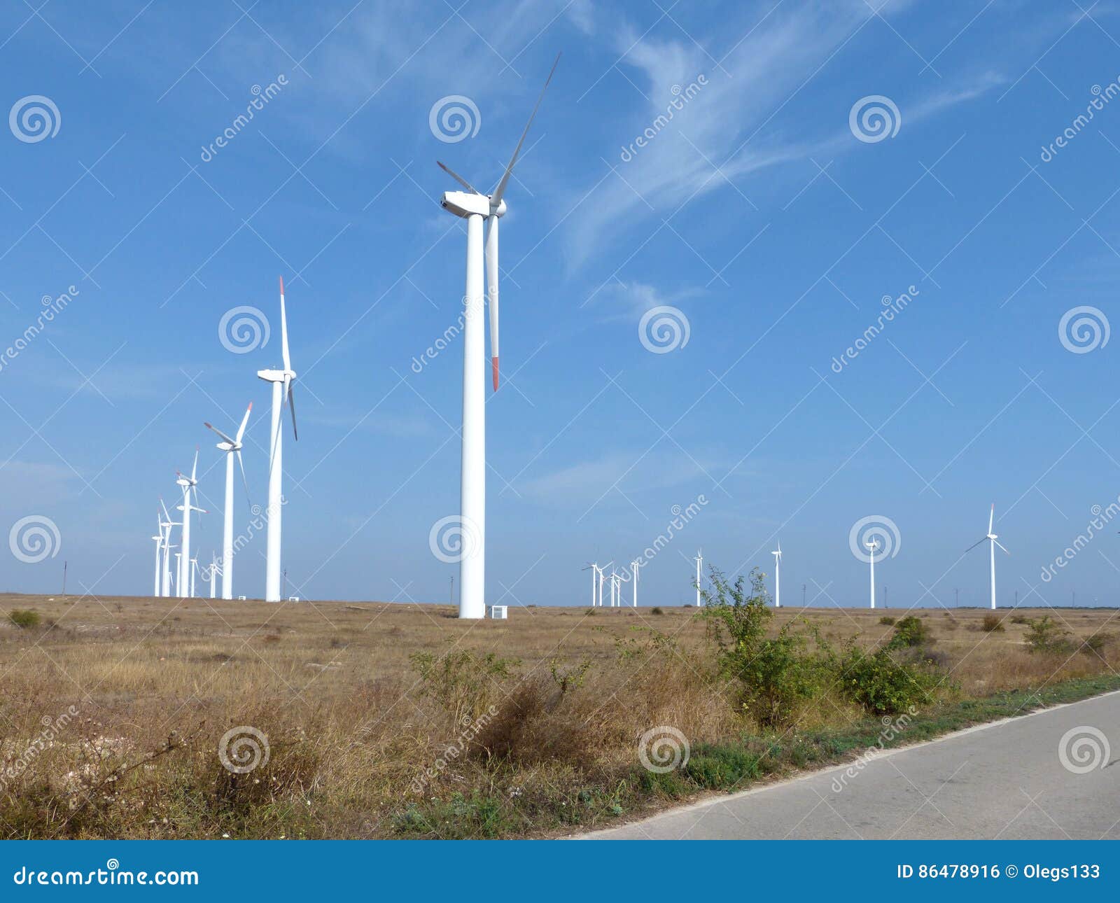 Rows of wind turbines stock photo. Image of wind, rows - 86478916