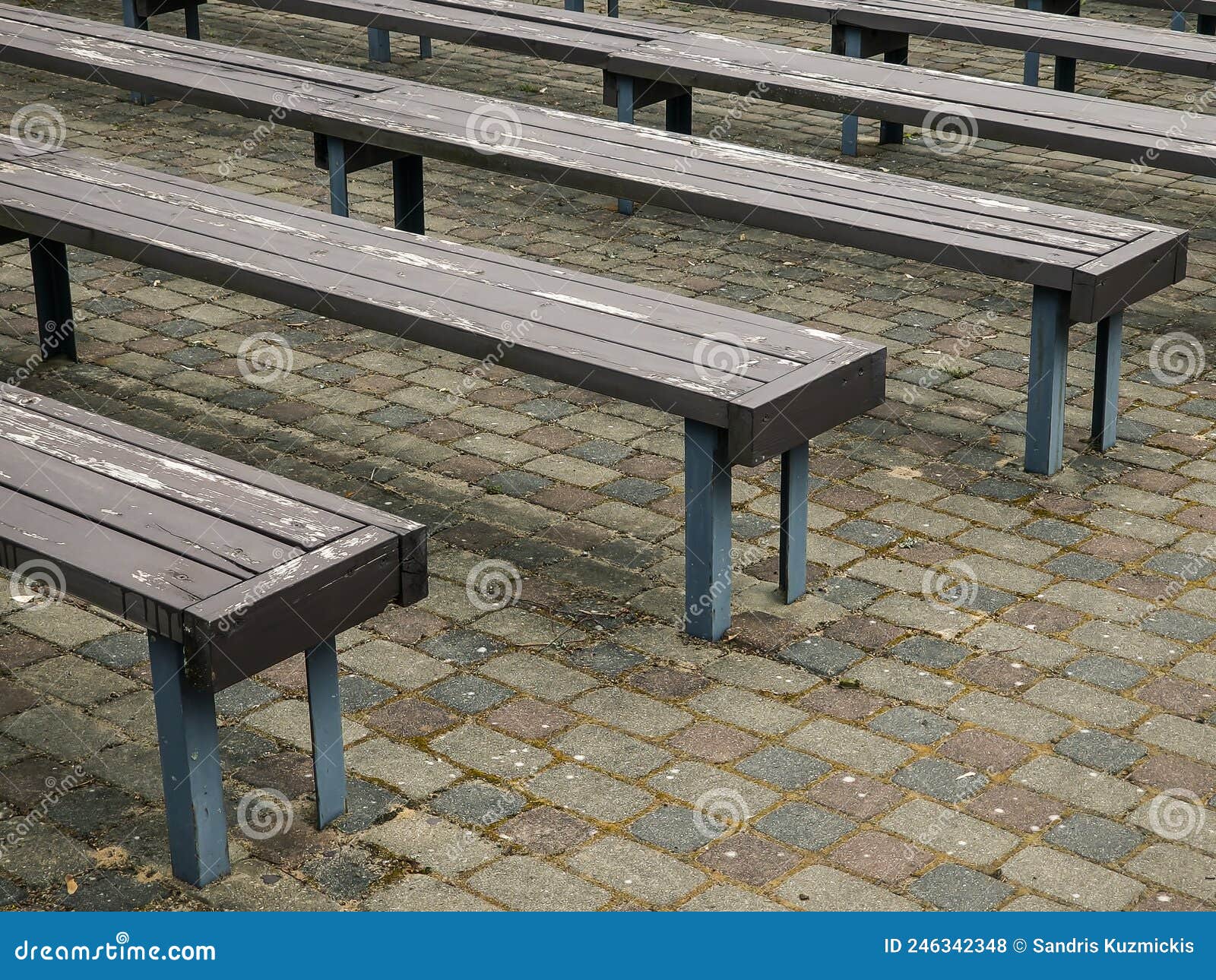 Rows of Wooden Benches on the Stage Stock Photo - Image of stage ...