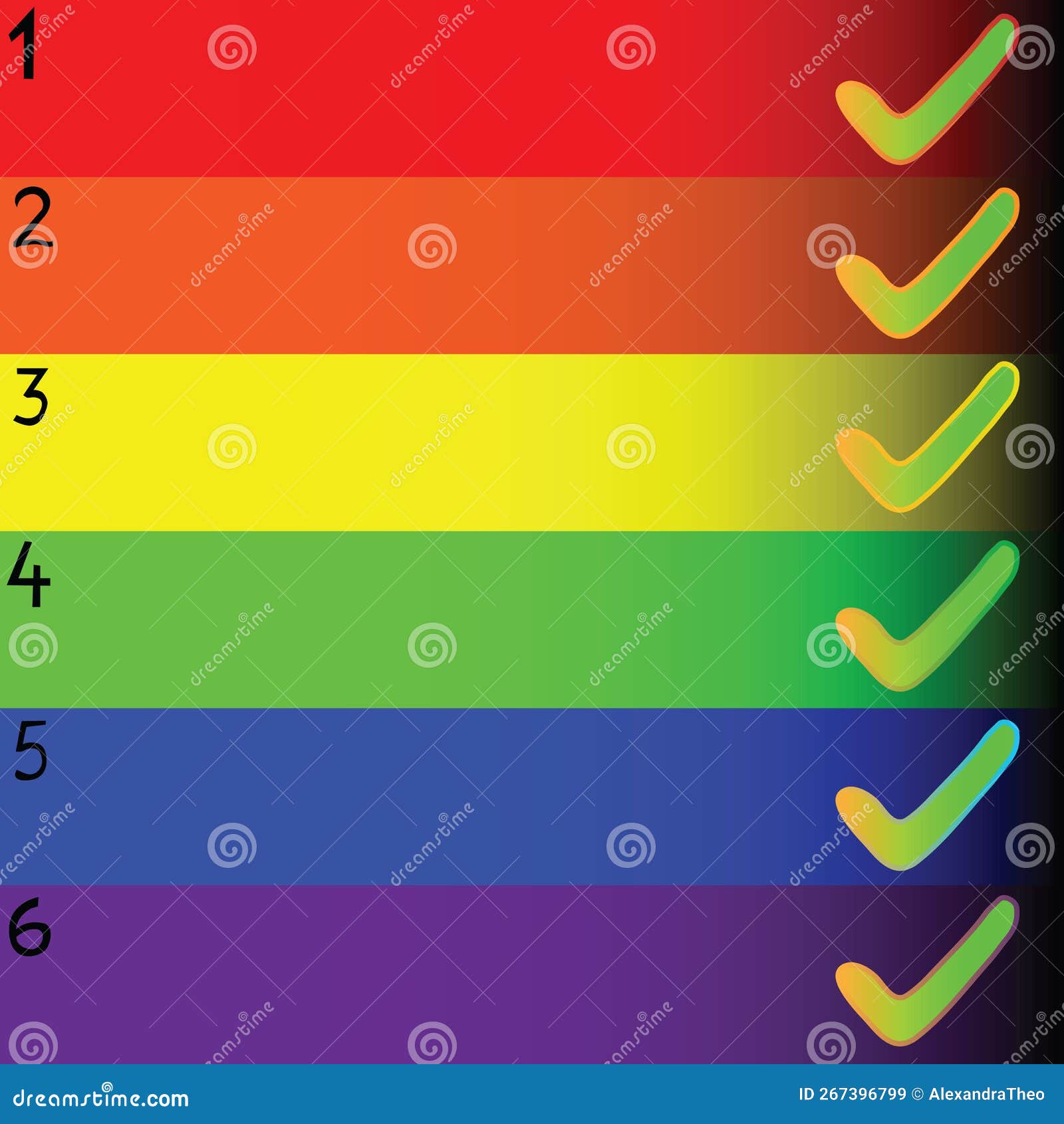 Rows for Writing with Rainbow Colors and Check Mark Stock Vector ...
