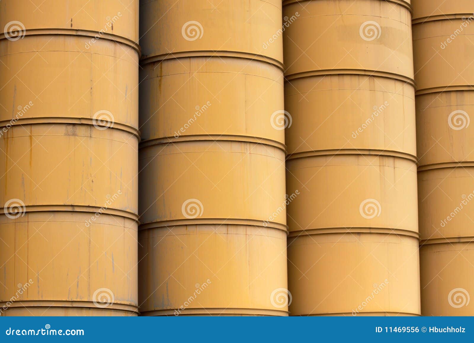 Rows of Yellow Industrial Barrels Stock Photo - Image of business ...