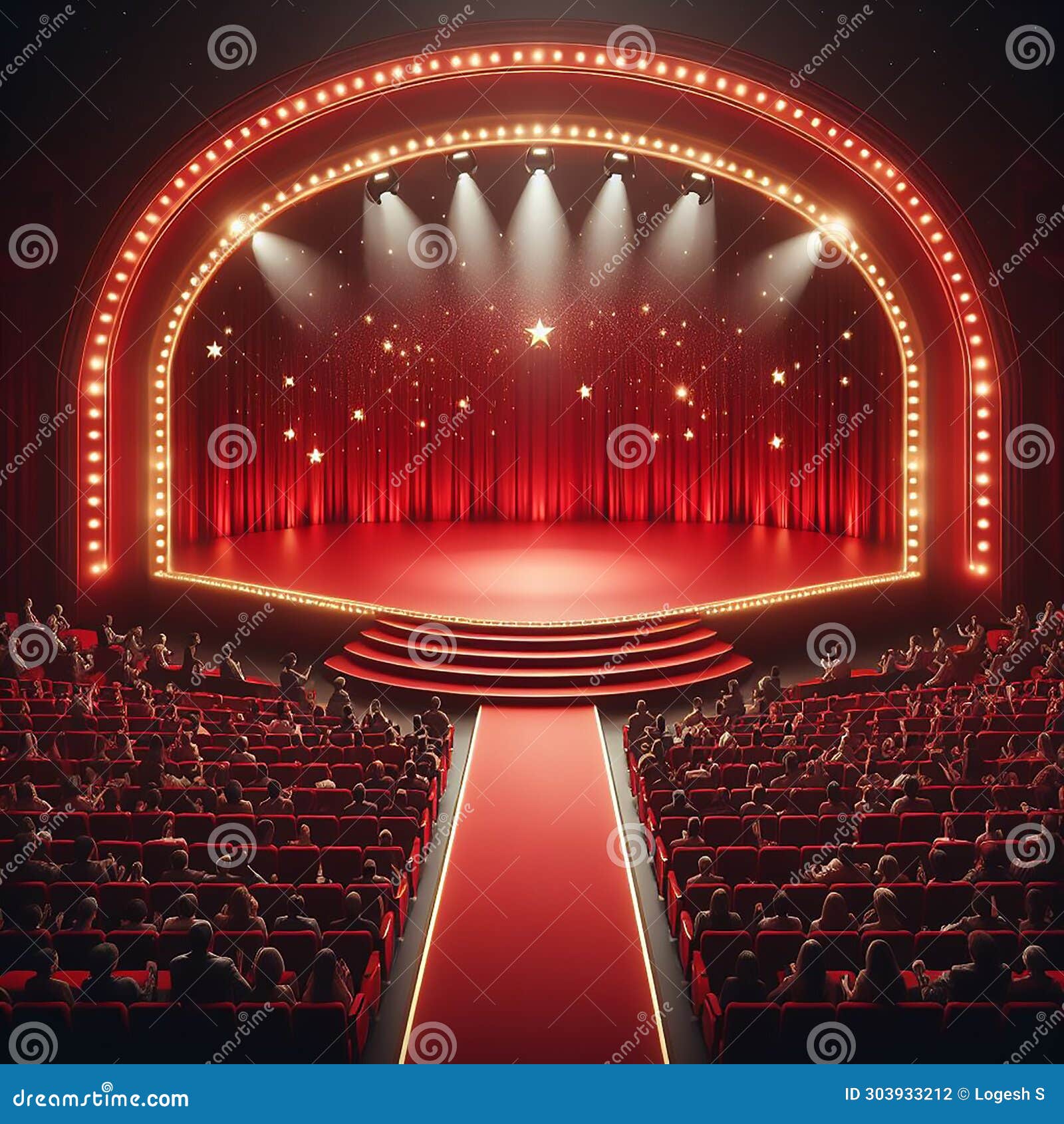 Royal Award Grand Stage with Crowd Background Stock Illustration ...