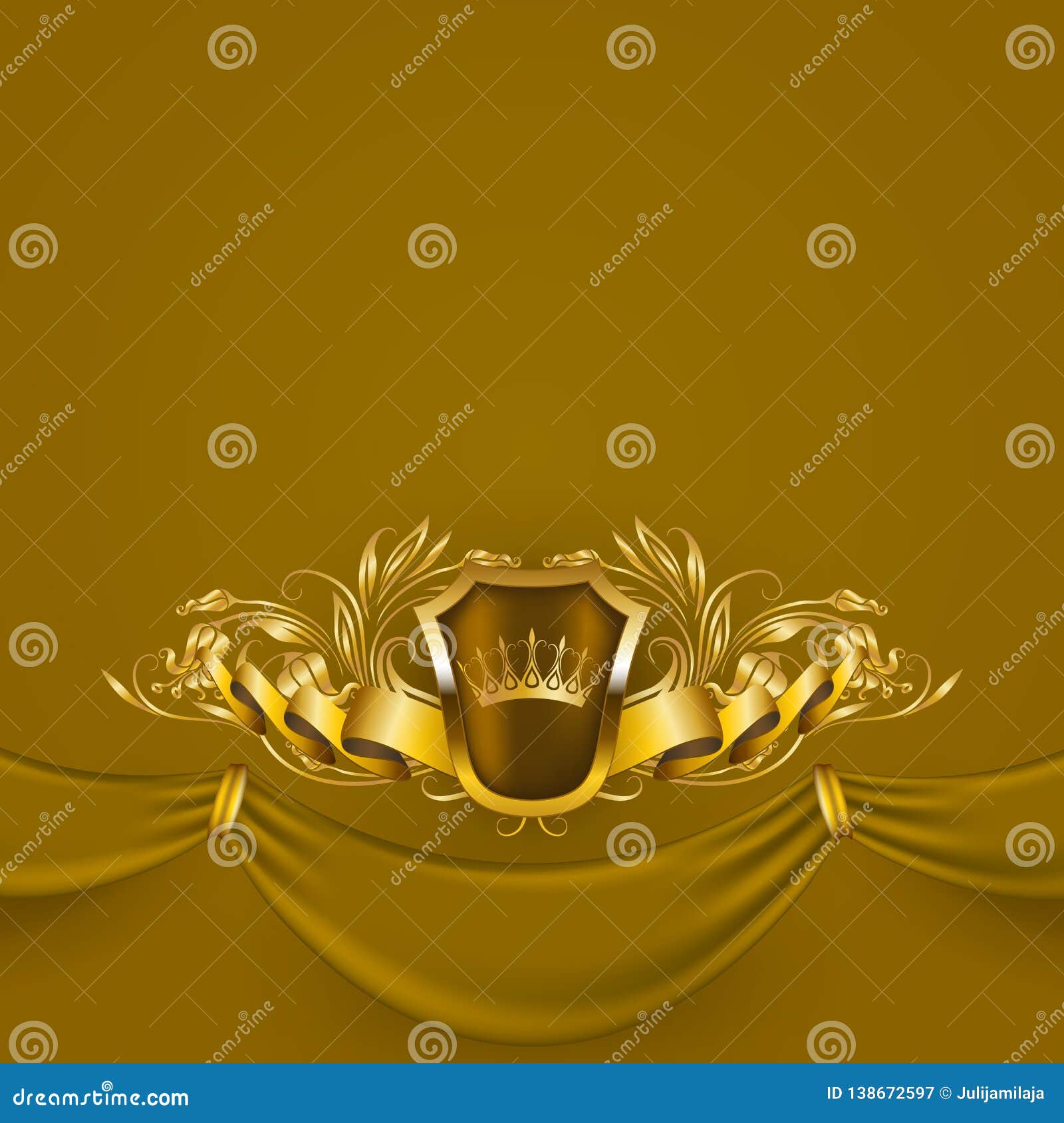 Royal Background with Ornament, Shield, Gold Crown, Ribbon, Blazon ... Royal Background with Ornament, Shield, Gold Crown, Ribbon, Blazon ...