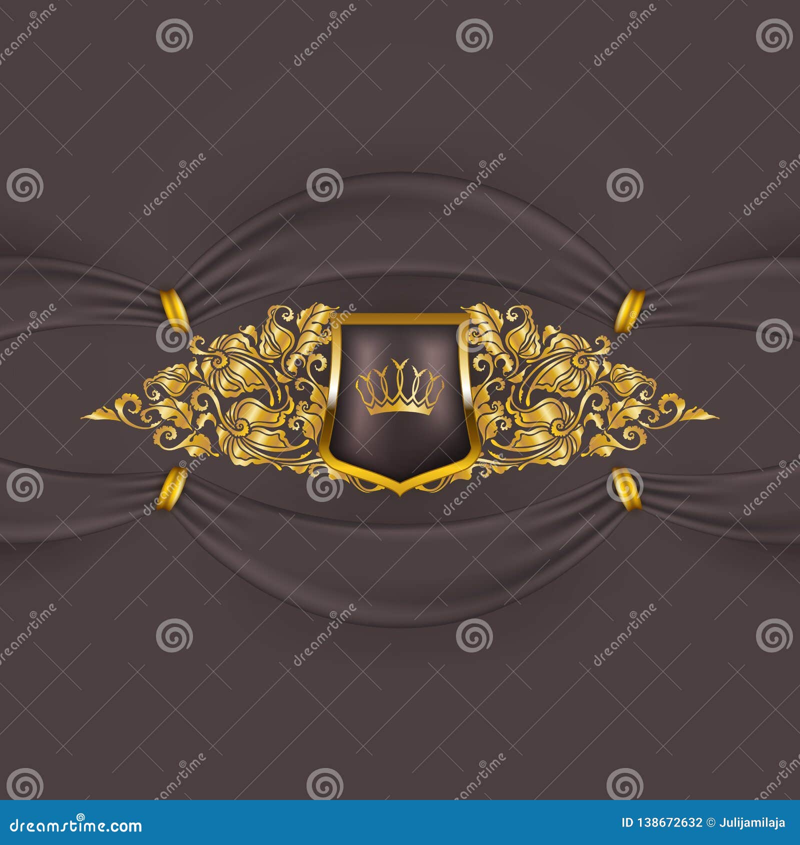 Royal Background with Ornament, Shield, Gold Crown, Ribbon, Blazon ... Royal Background with Ornament, Shield, Gold Crown, Ribbon, Blazon ...