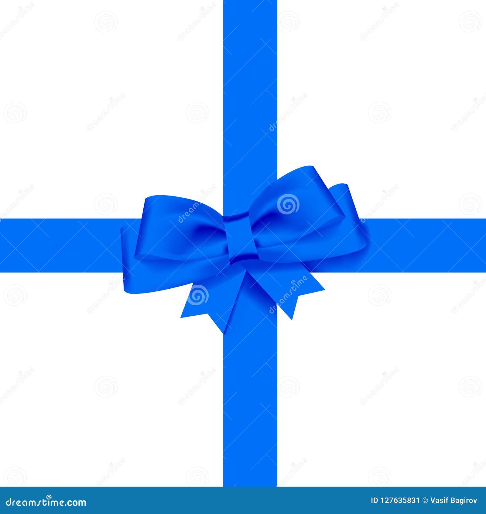 Royal Blue Silky Bow and Ribbon on White Background. Stock Illustration ...