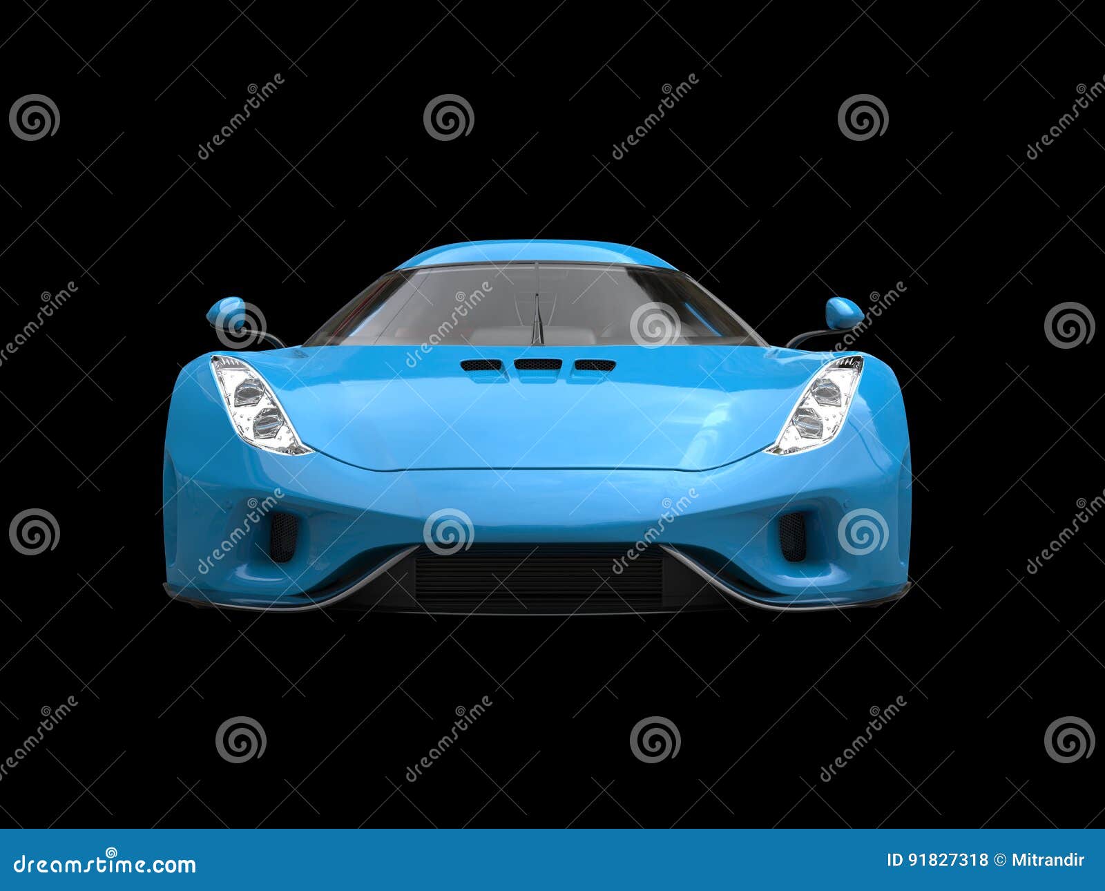 Royal Blue Supercar - Front View Stock Illustration - Illustration of ...