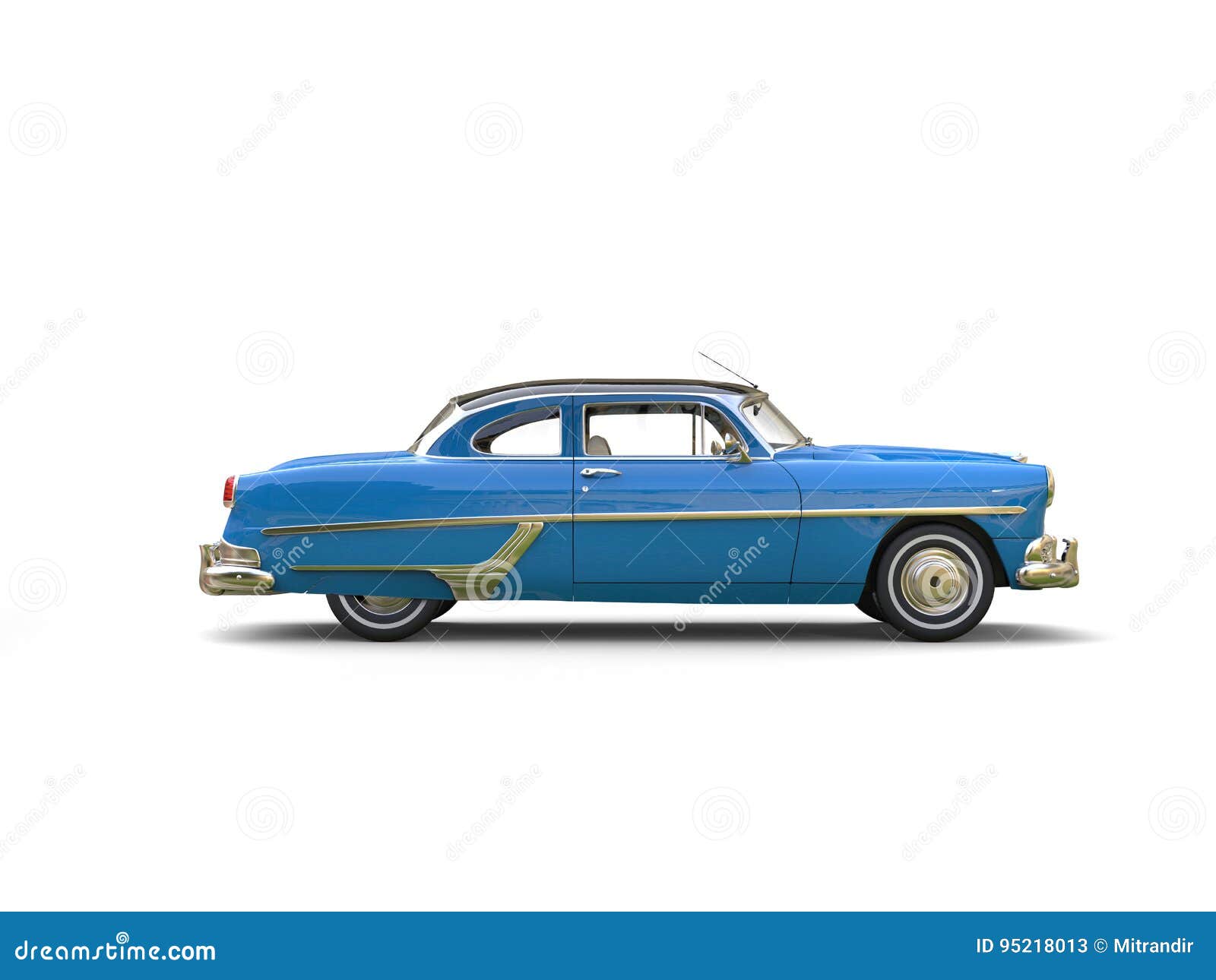 Royal Blue Vintage Car - Side View Stock Image - Image of elegance ...