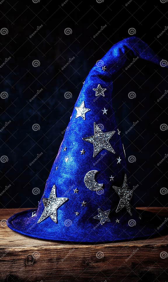A Royal Blue Wizard Hat, with Silver Stars and Moons Stock Image ...