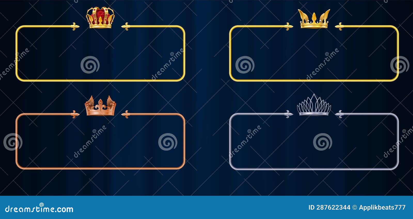 Royal Button Frames. Bronze, Silver and Golden Ranking Frames with ...