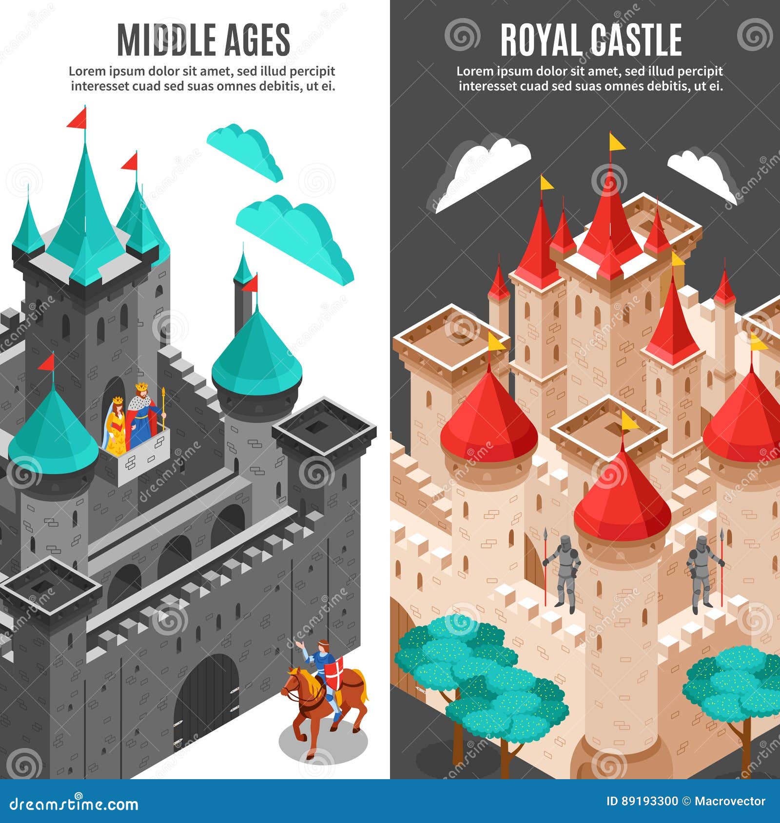 Royal Castle Vertical Banner Set Stock Vector - Illustration of ...
