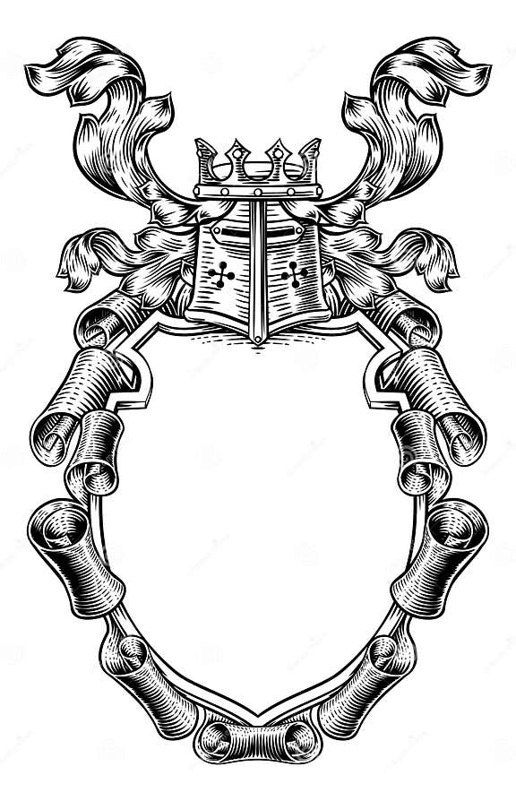 Scroll Shield Crest Royal Coat Of Arms Stock Vector Illustration Of