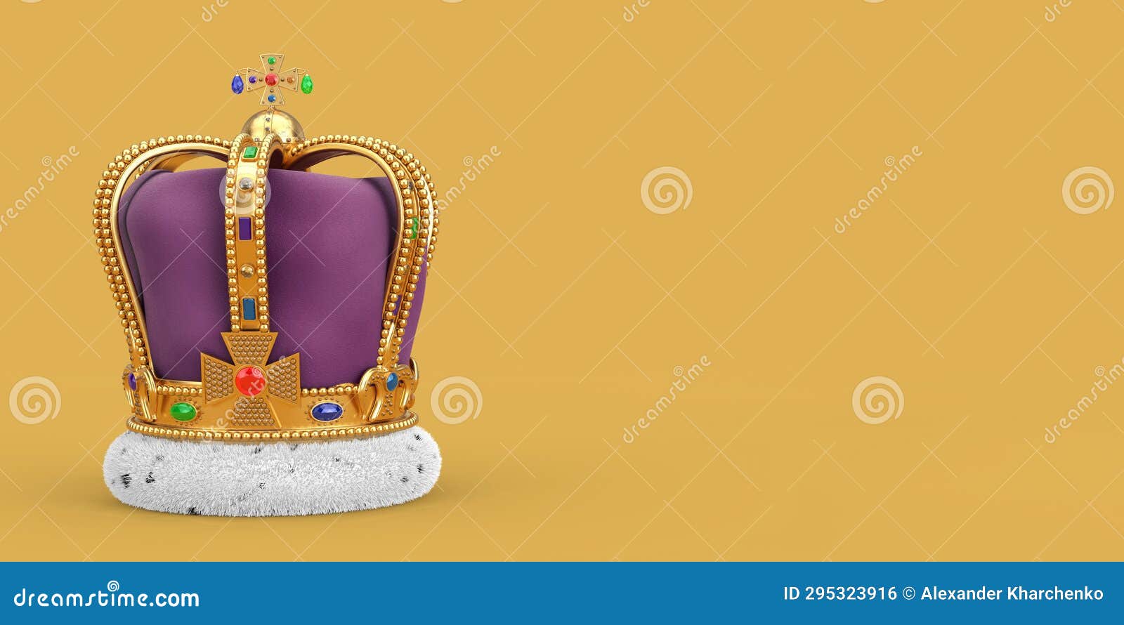 The Royal Coronation Golden Crown with Diamonds. 3d Rendering Stock ...
