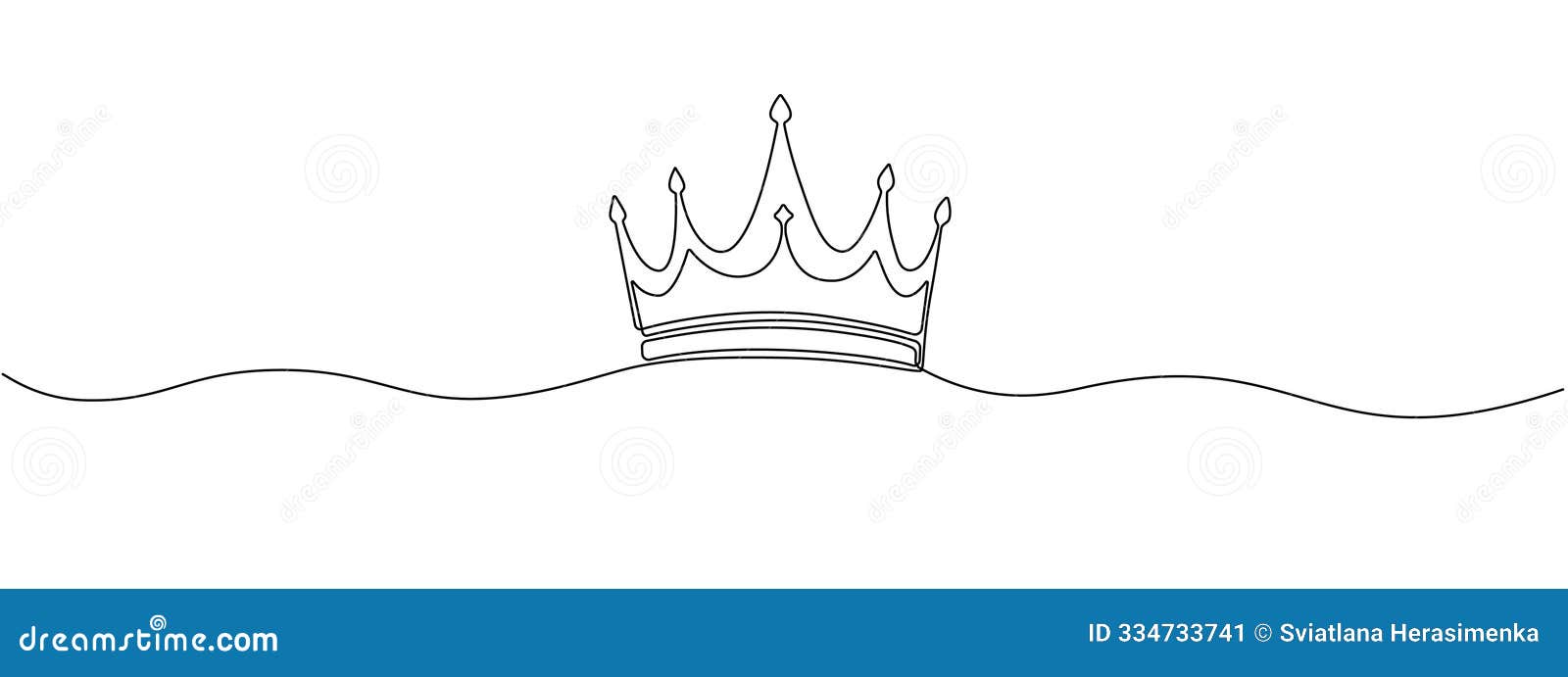 Royal Crown Drawing with One Continuous Line. Vector Editable ...