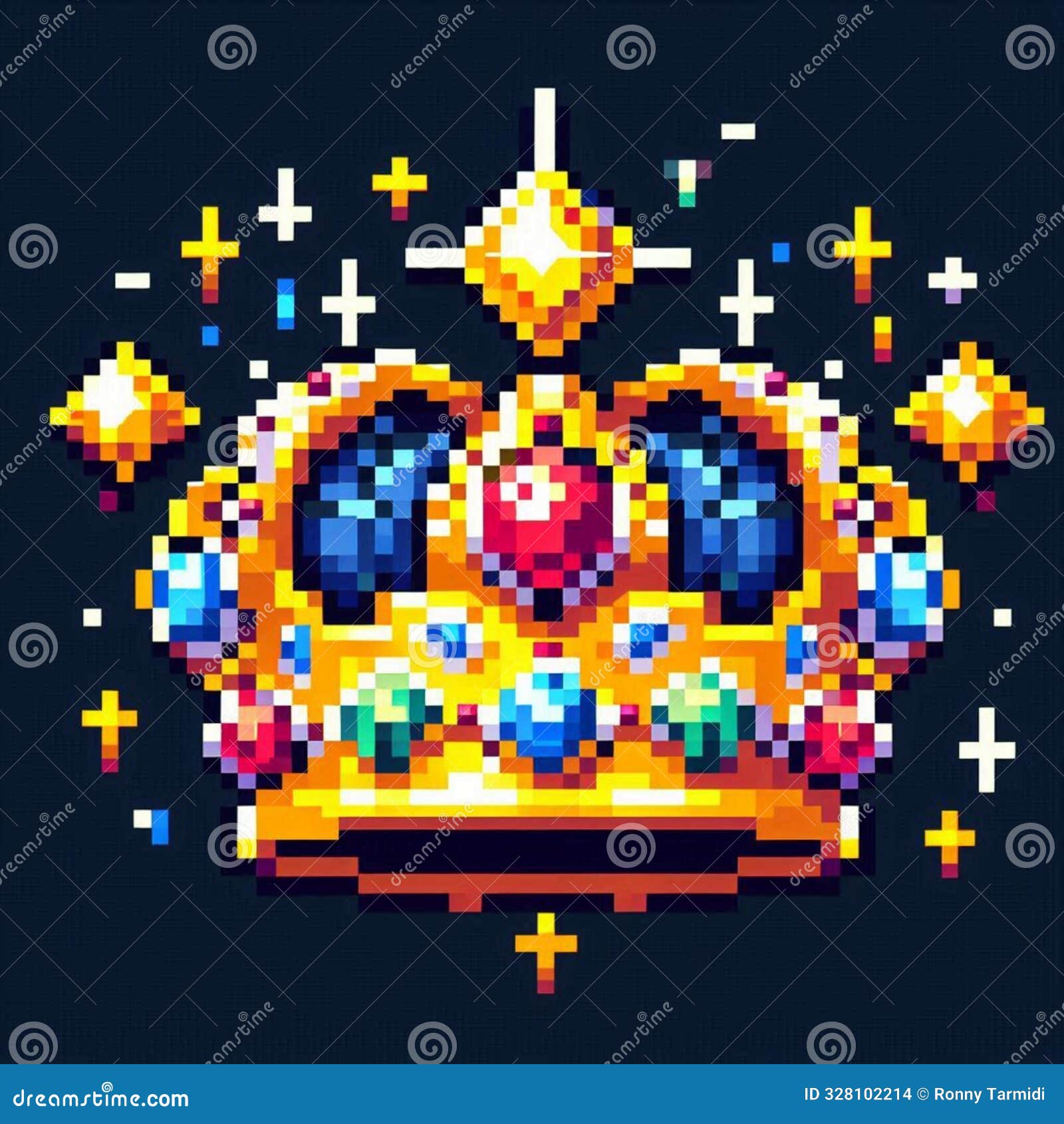 Royal Crown Image with Black Background Pixel Art Illustration Stock ...