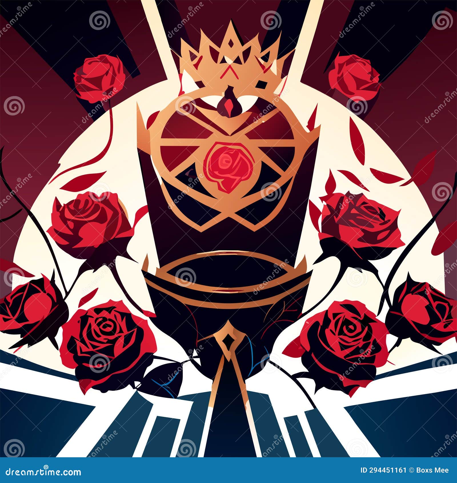 A Royal Crown on a Shield with Red Roses. Vector Illustration Stock ...