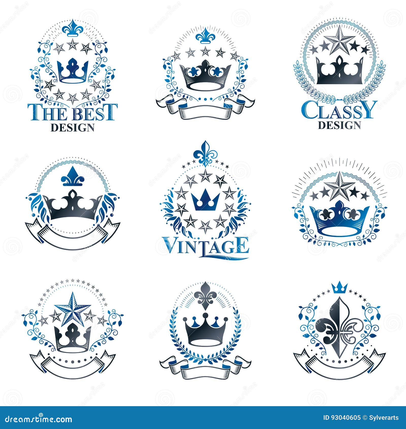 Royal Crowns Emblems Set. Heraldic Vector Design Elements Collection ...