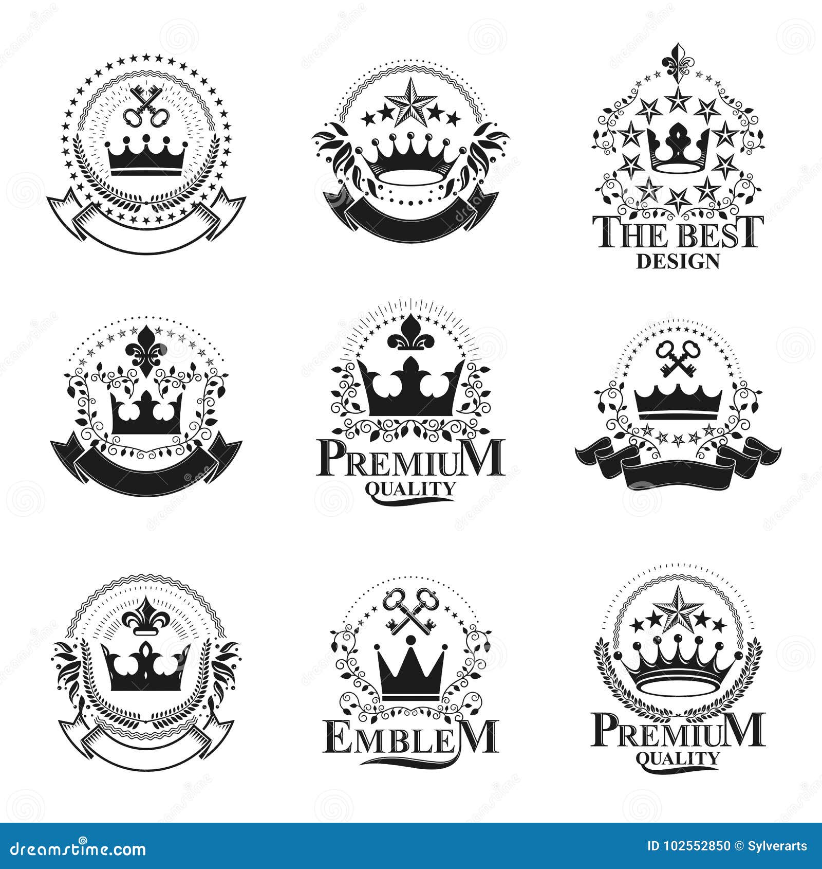 Royal Crowns Emblems Set. Heraldic Vector Design Elements Collection ...