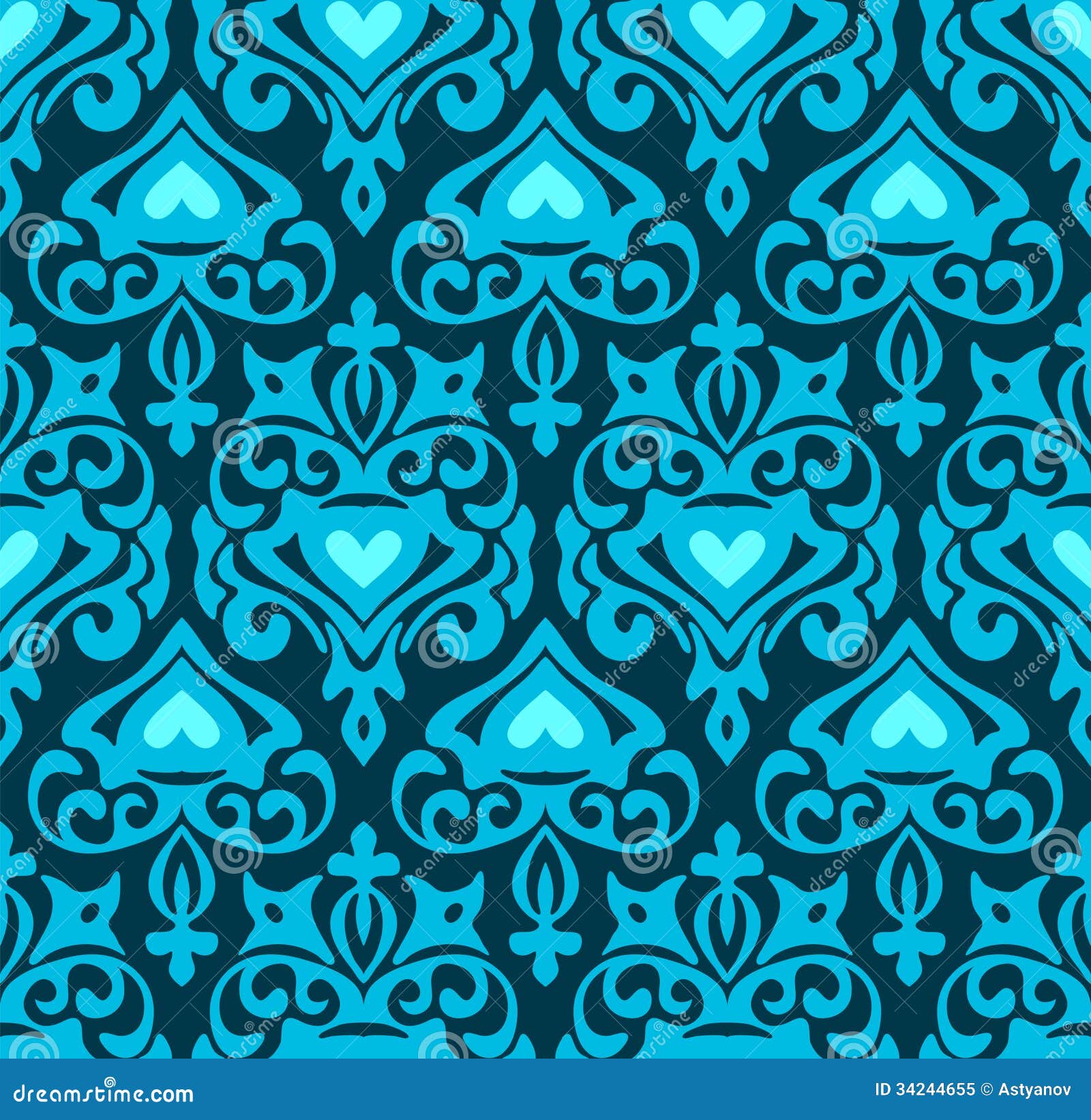 Royal Damask Seamless Vector Pattern Stock Illustration - Illustration ...