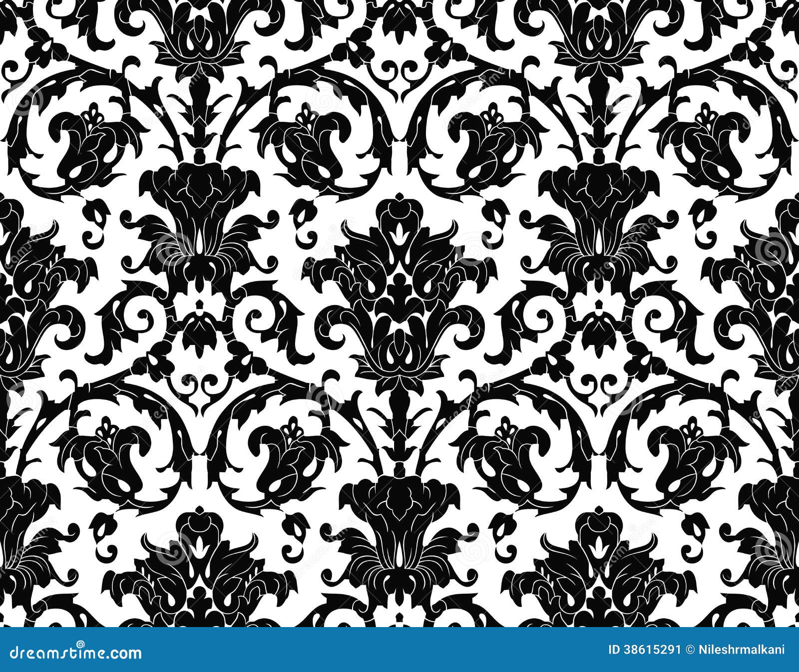 Royal Damask Seamless Wallpaper Stock Vector - Illustration of rich ...