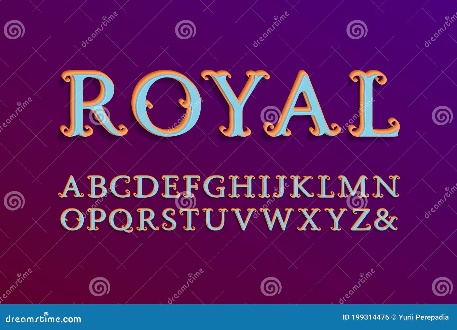 Royal Decorative Alphabet. 3d Colored Font. Isolated English Alphabet ...