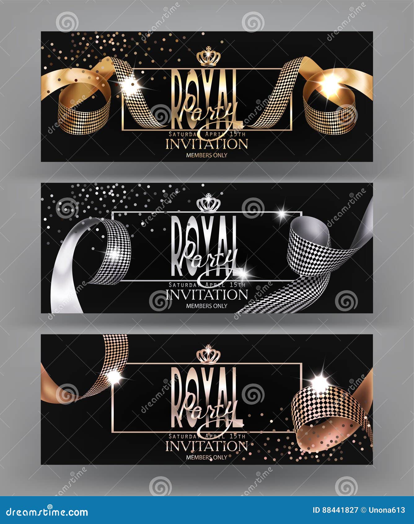 Royal Design Banner with Curly Silk Ribbons, Frames and Crowns. Stock ...