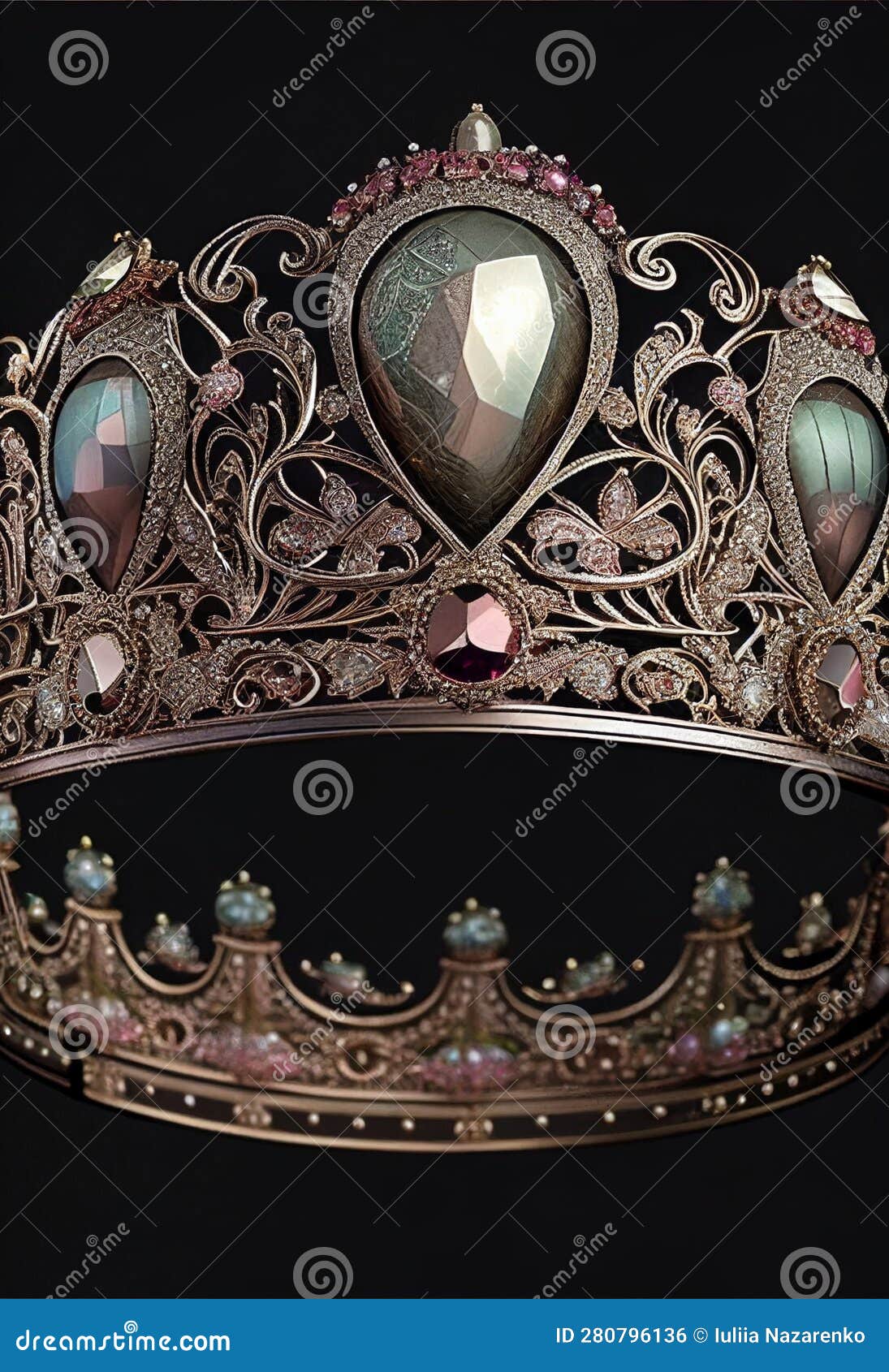 Royal Diadem of Precious Stones on a Dark Background. AI Generated ...