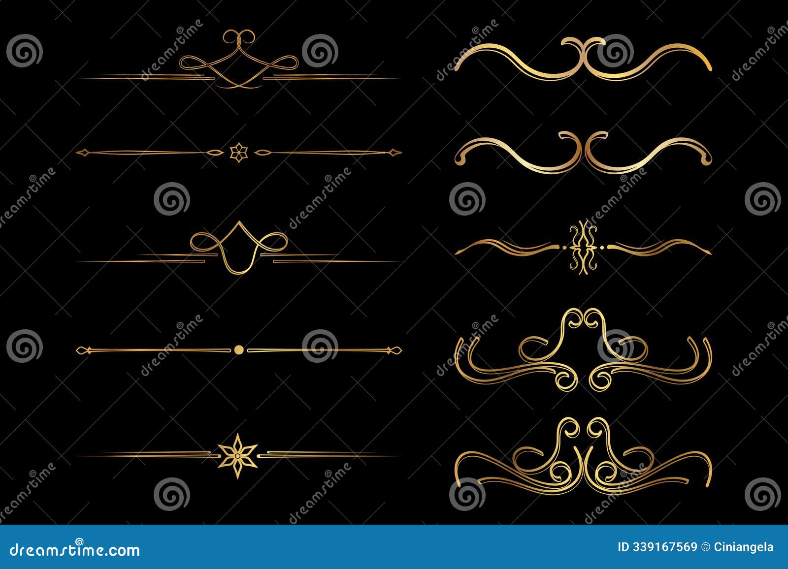 Royal Divider Set of Flourish Elegant Gold Separator Elements Stock ...