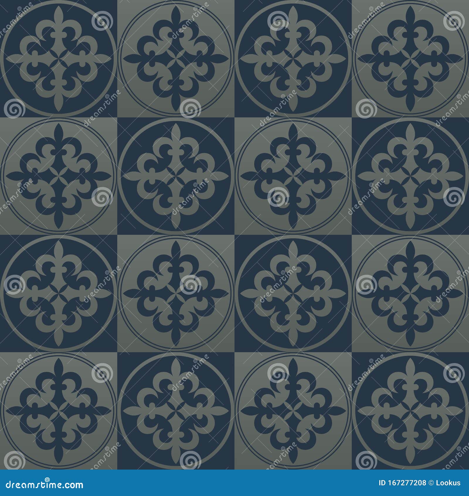 Silver Seamless Pattern on a Dark Blue Background. Stock Illustration ...