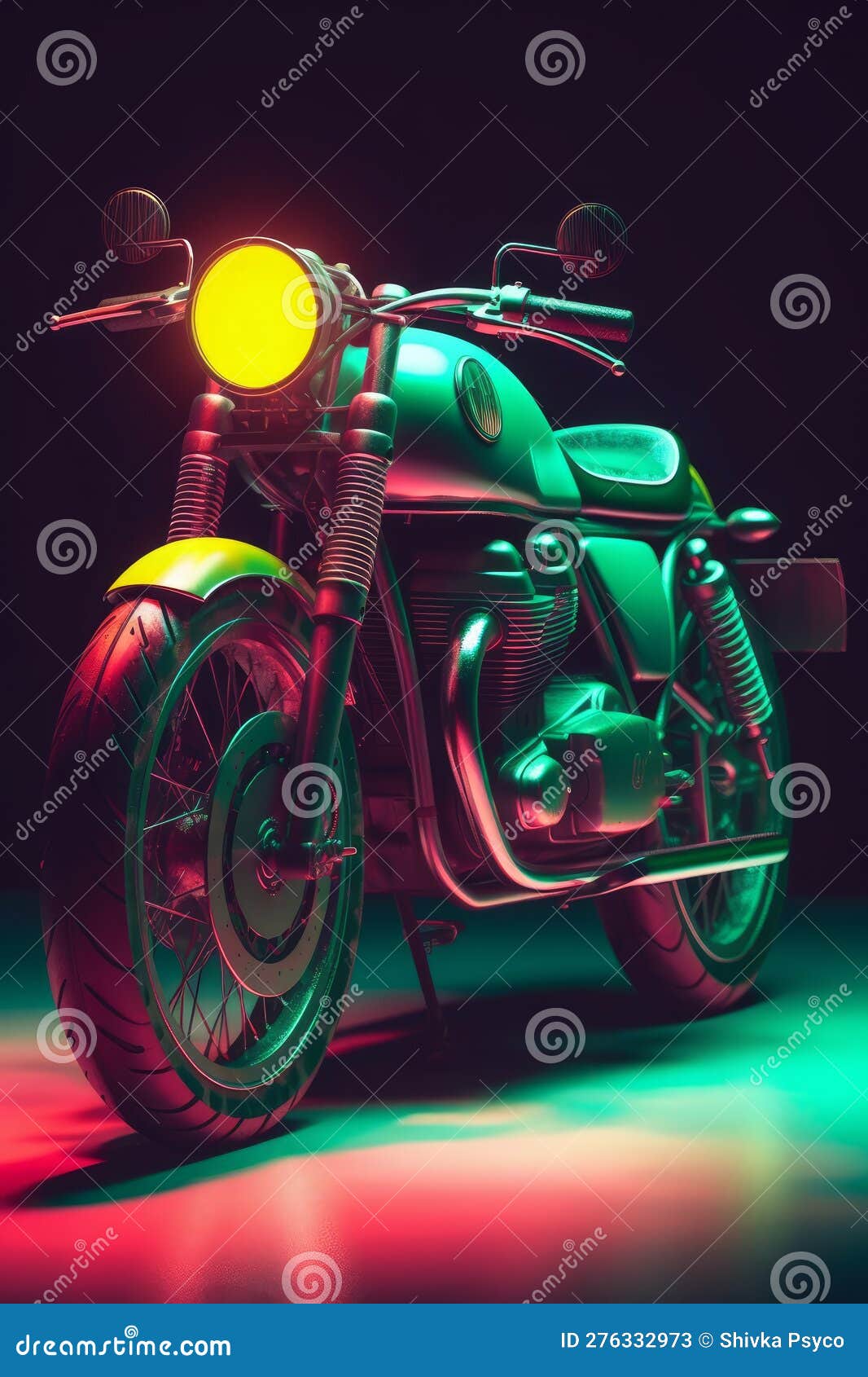 Royal Enfield with Neon Effect Generative AI Stock Illustration ...