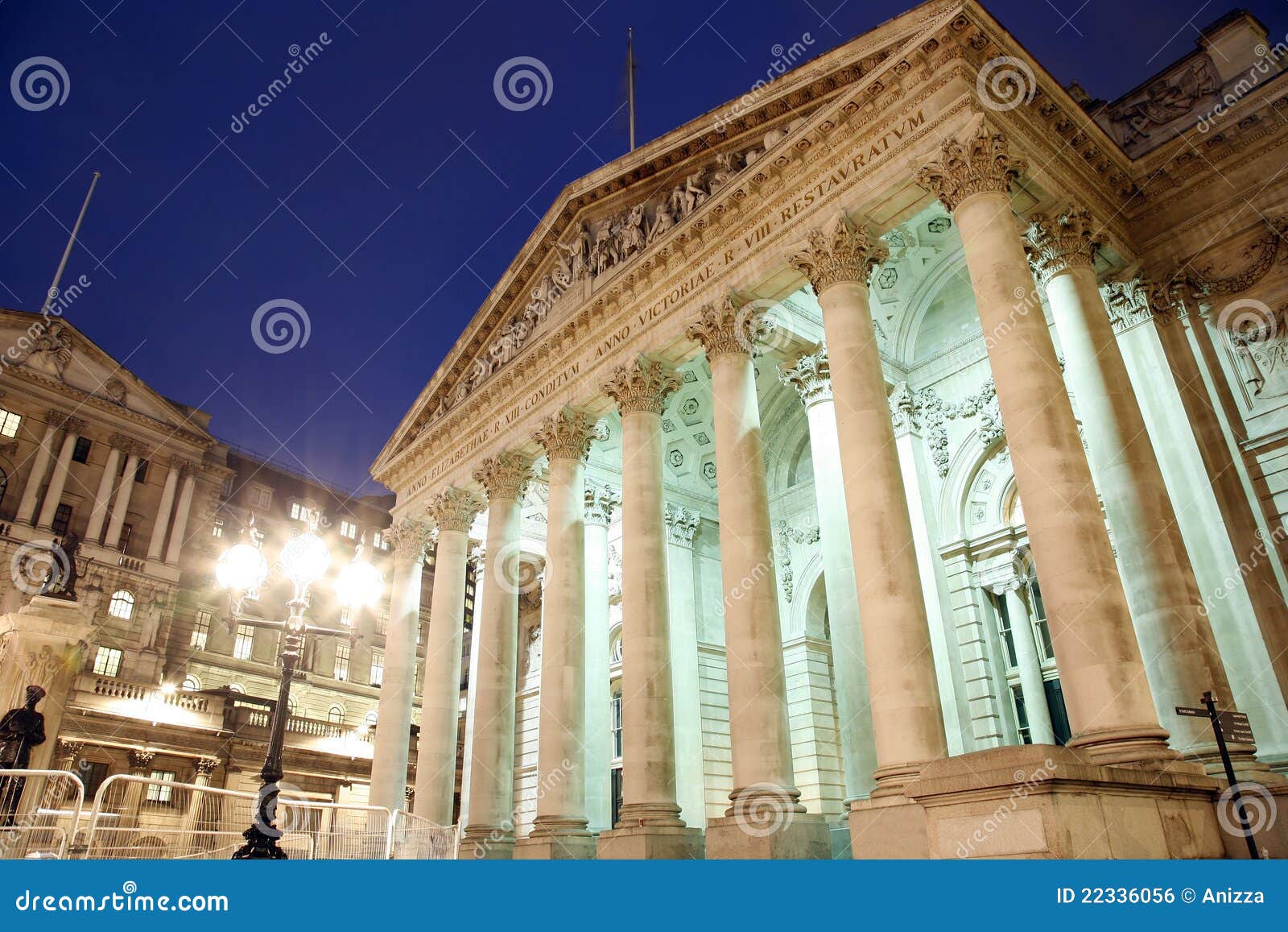 Royal Exchange stock photo. Image of city, exterior, night - 22336056