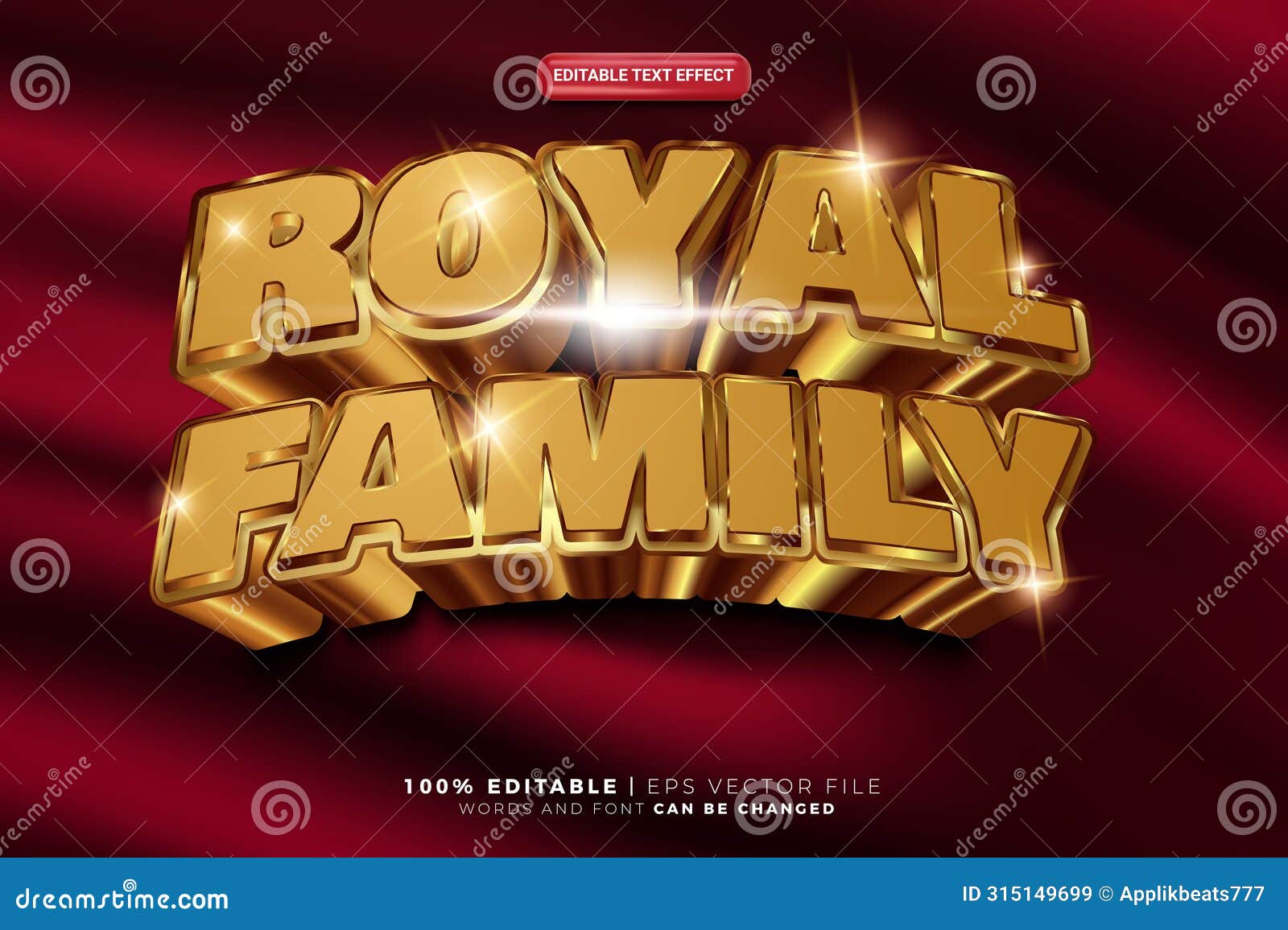 Royal Family Bold 3D Gold Editable Text Effect Style Stock Vector ...