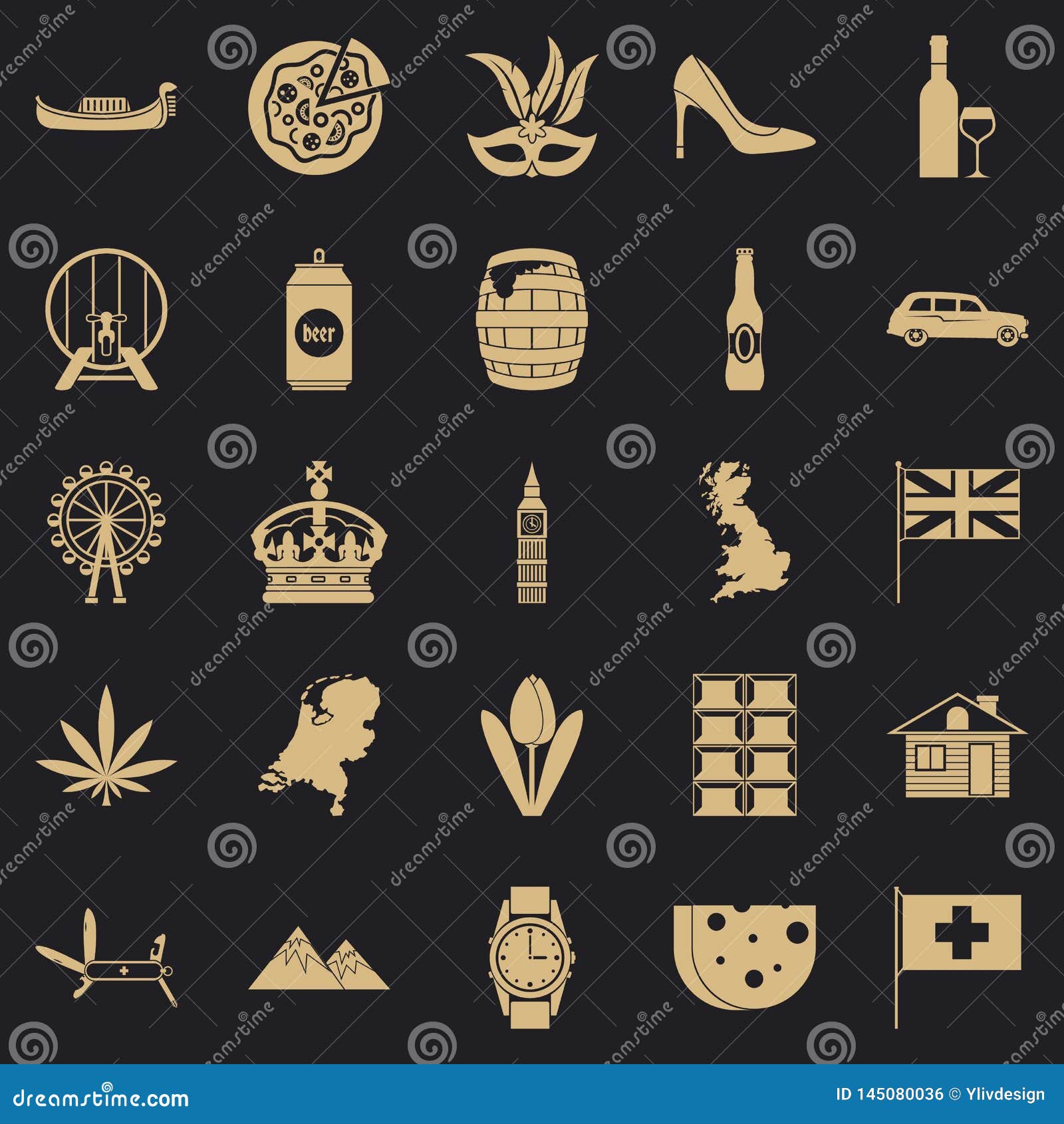 Royal Family Icons Set, Simple Style Stock Vector - Illustration of ...