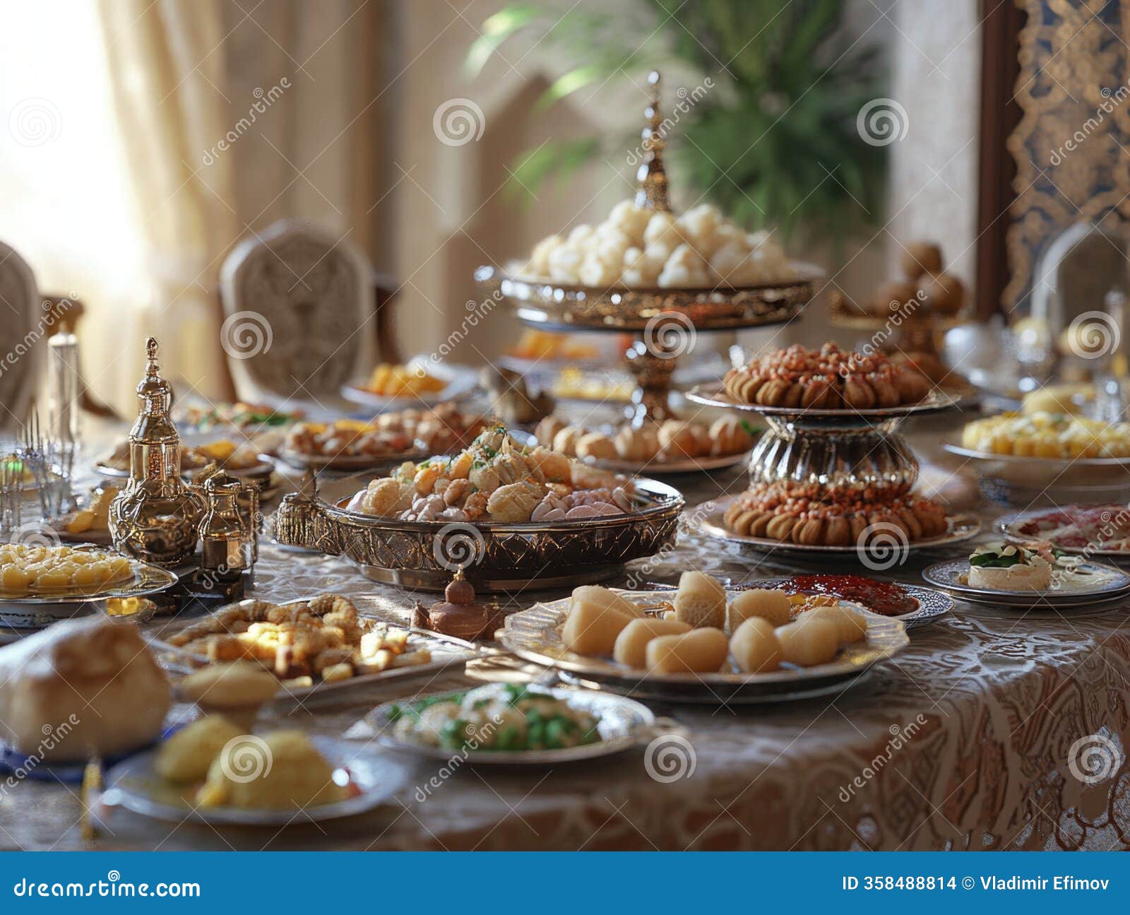 Royal Feast Table Setting stock photo. Image of pastries - 358488814