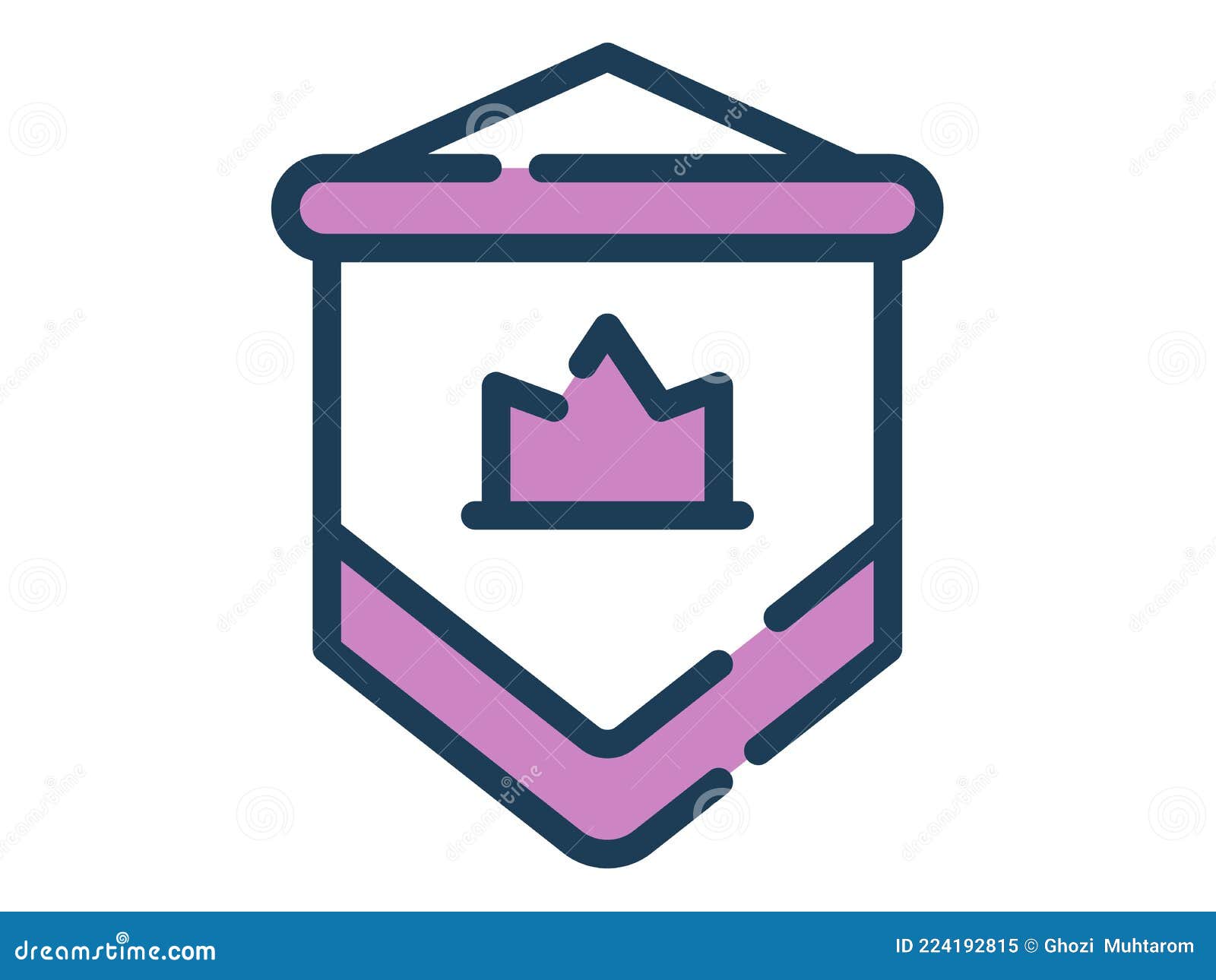 Royal Flag Crown King Single Isolated Icon with Dash or Dashed Line ...