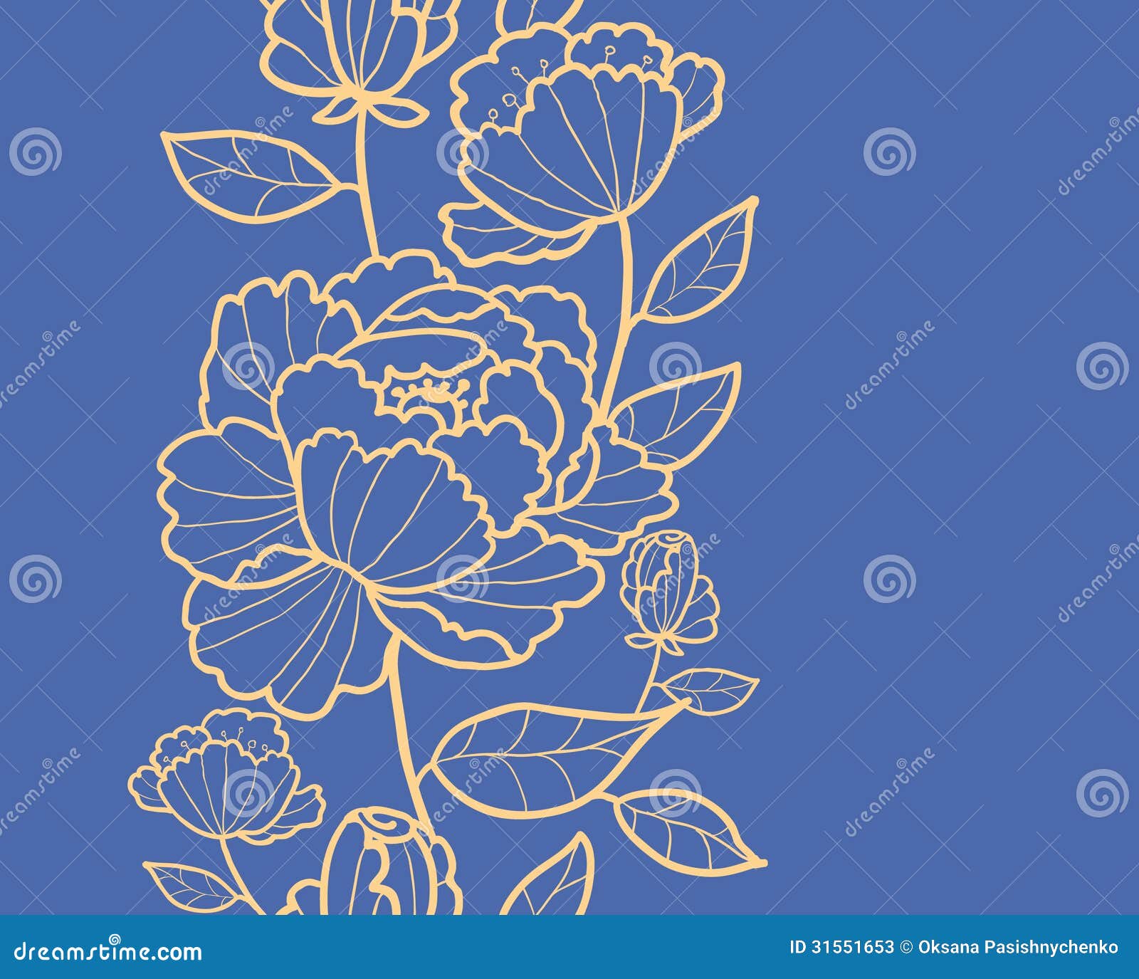 Royal Flowers and Leaves Vertical Seamless Pattern Stock Vector ...
