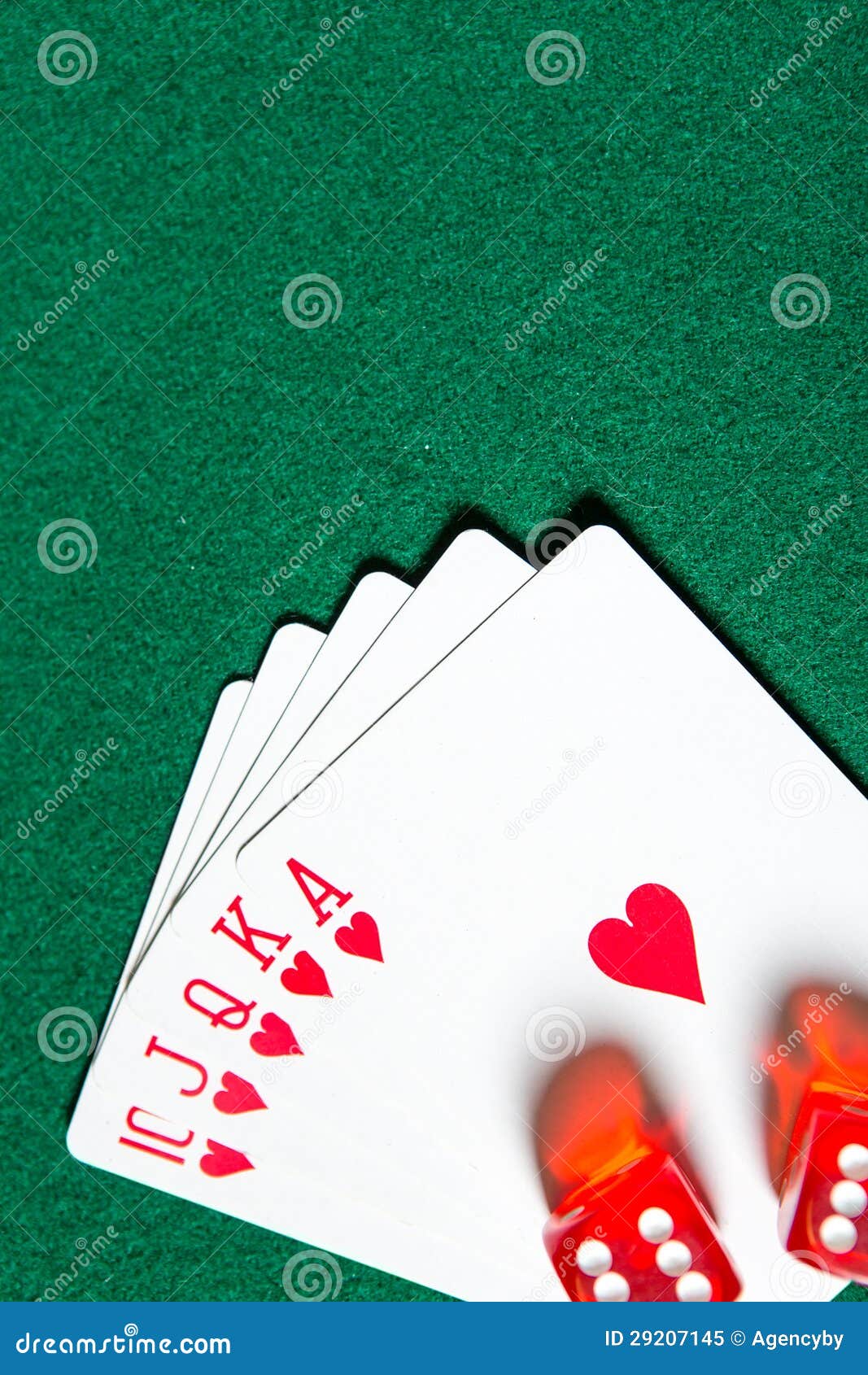 Royal Flush Card Sequence with Dices Stock Image - Image of game ...