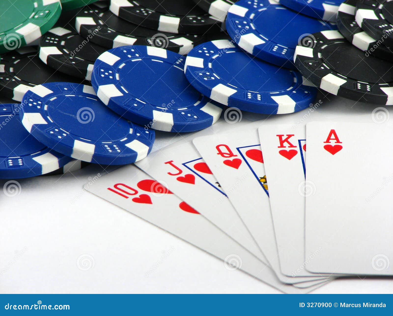 Royal flush and chips stock photo. Image of chips, hand - 3270900