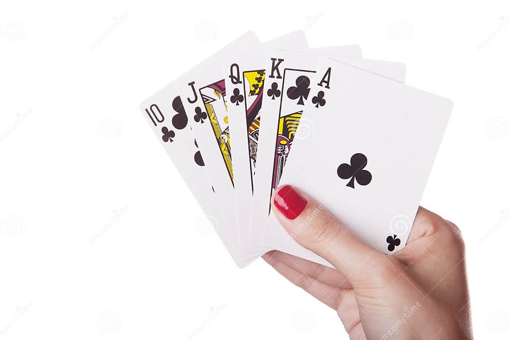 Royal Flush of Clubs in Hand Stock Image - Image of luck, game: 20254285
