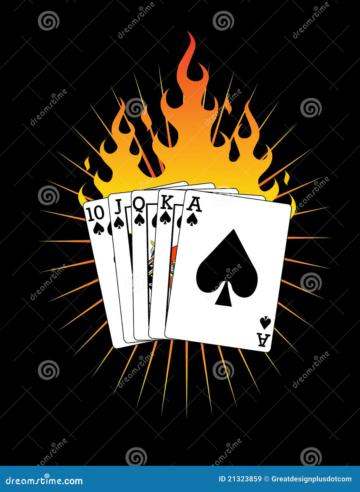 Royal Flush on Fire! stock vector. Illustration of fire - 21323859