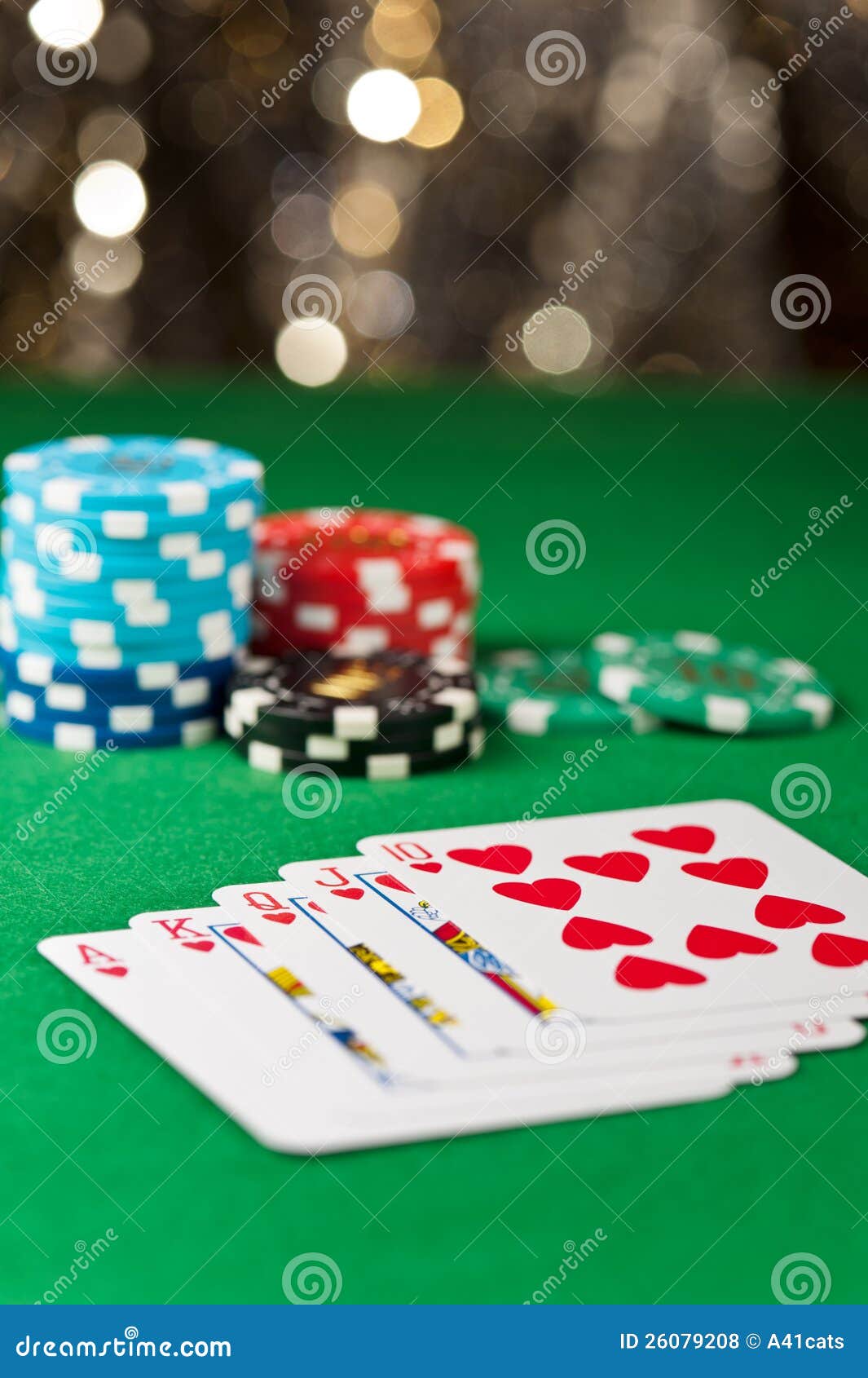 Royal Flush or Royal Straight Flush Stock Photo - Image of hand, green ...