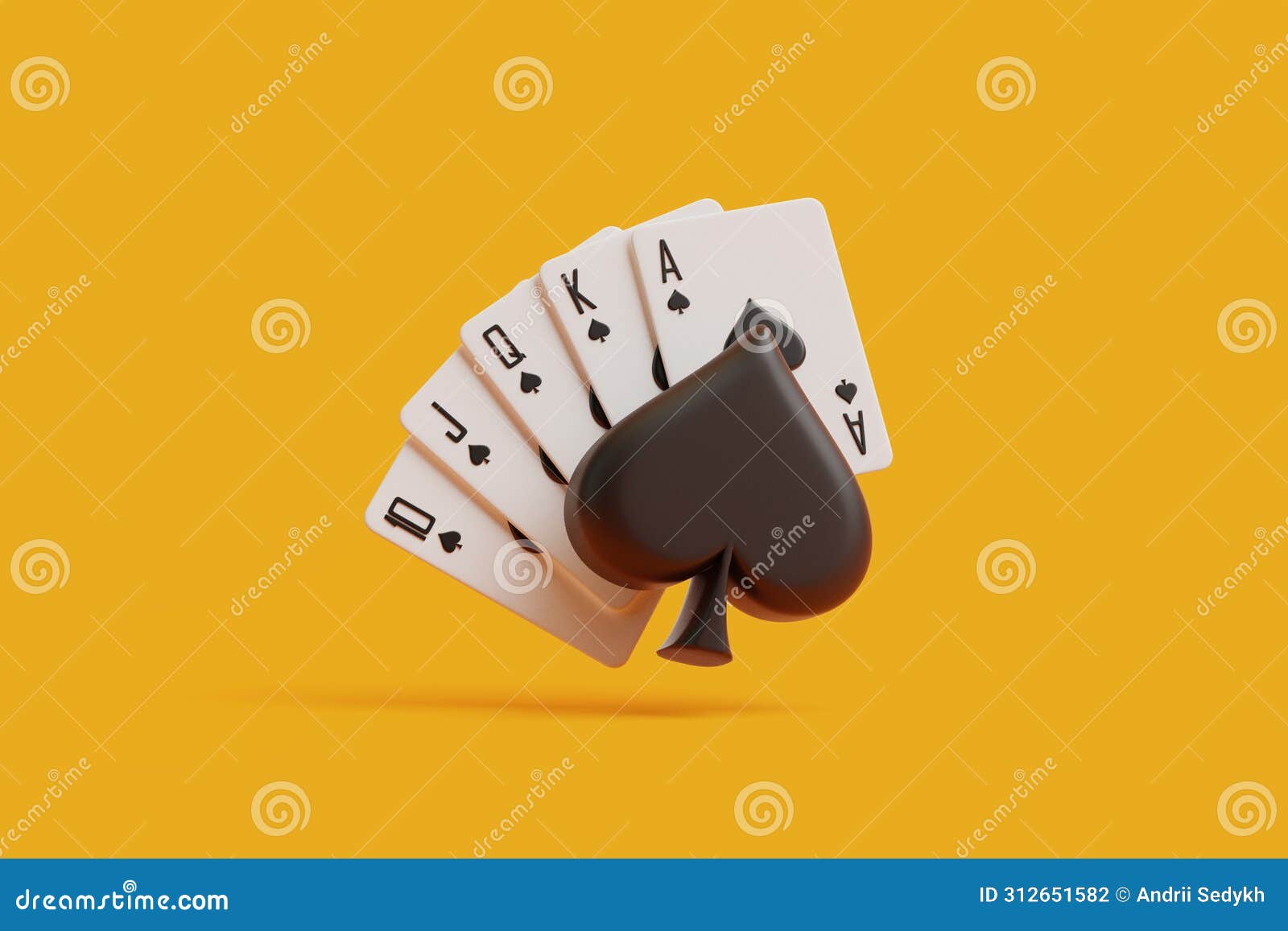 Royal Flush Spades Poker Hand on Orange Stock Illustration ...